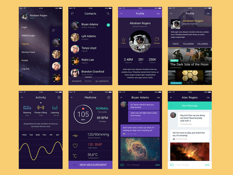 8 modern app screens by Visual Hierarchy on Dribbble