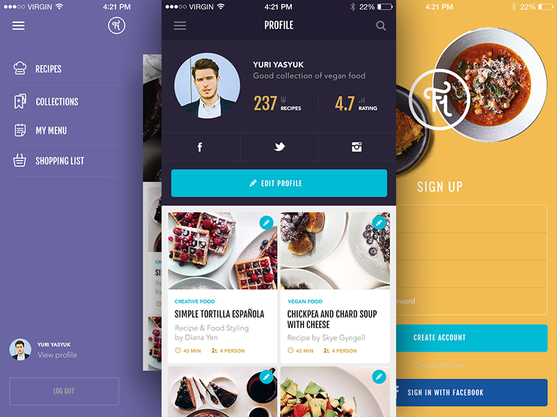 Three cool app screens by Visual Hierarchy on Dribbble