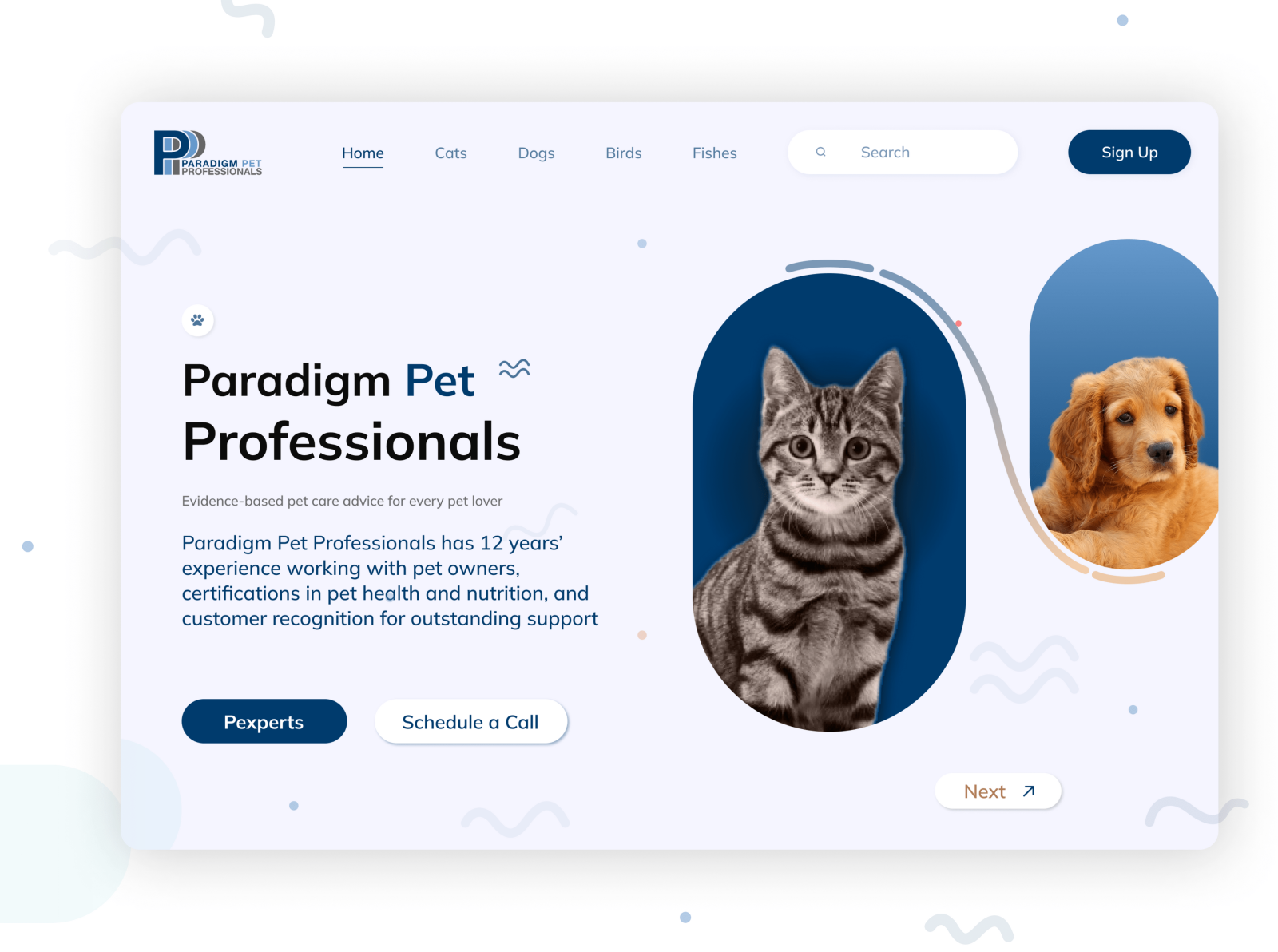 Dribbble - Paradigm Pet Professionals UI Design .png by Aaqib Khan