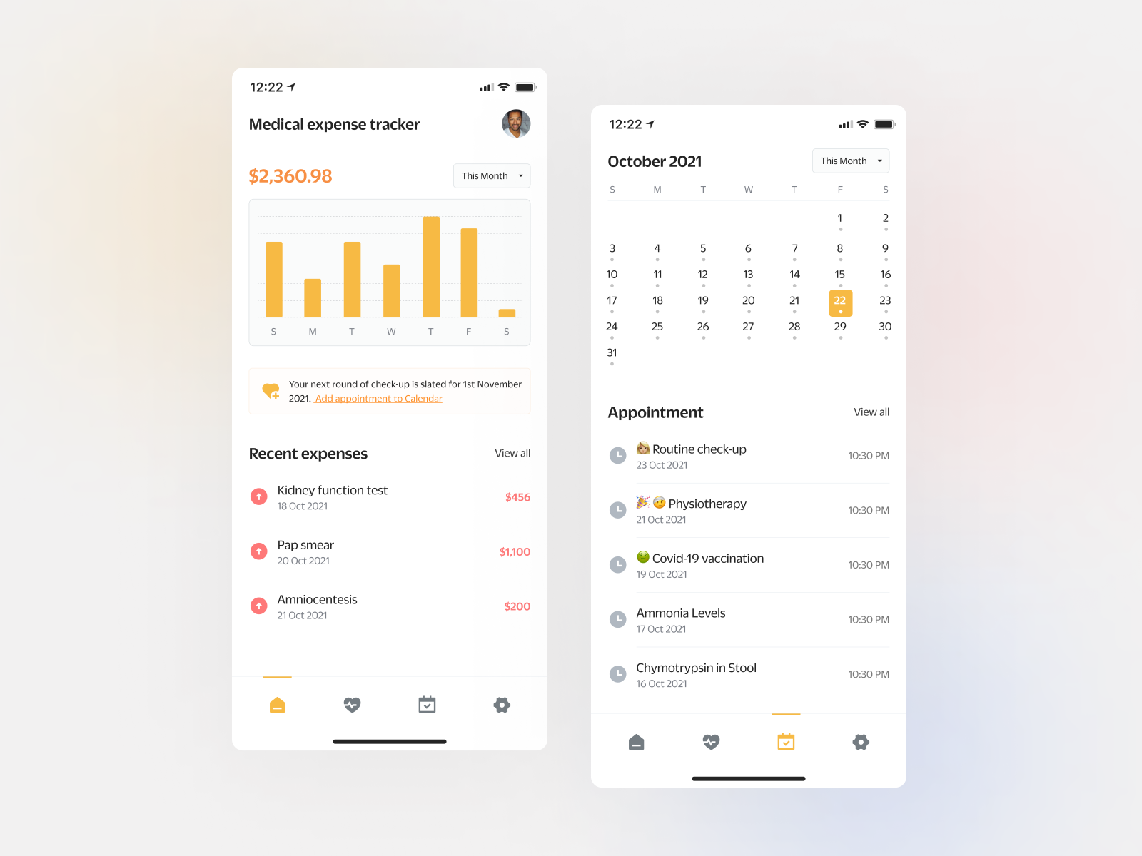 Medical expense tracker app by Pariolab on Dribbble