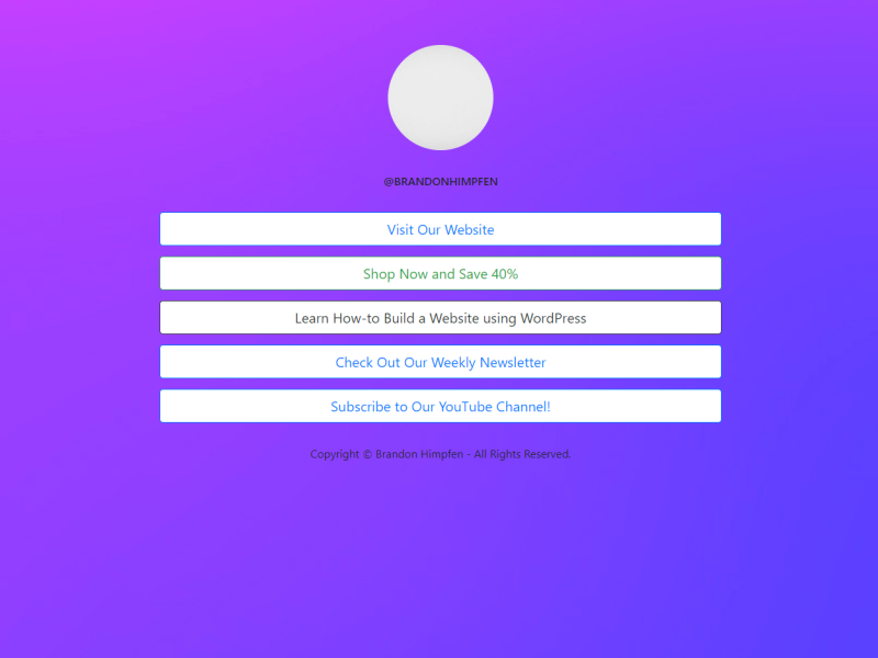 Linktree Clone Using Bootstrap By Brandon Himpfen On Dribbble