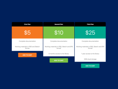 Pricing Table by Brandon Himpfen on Dribbble