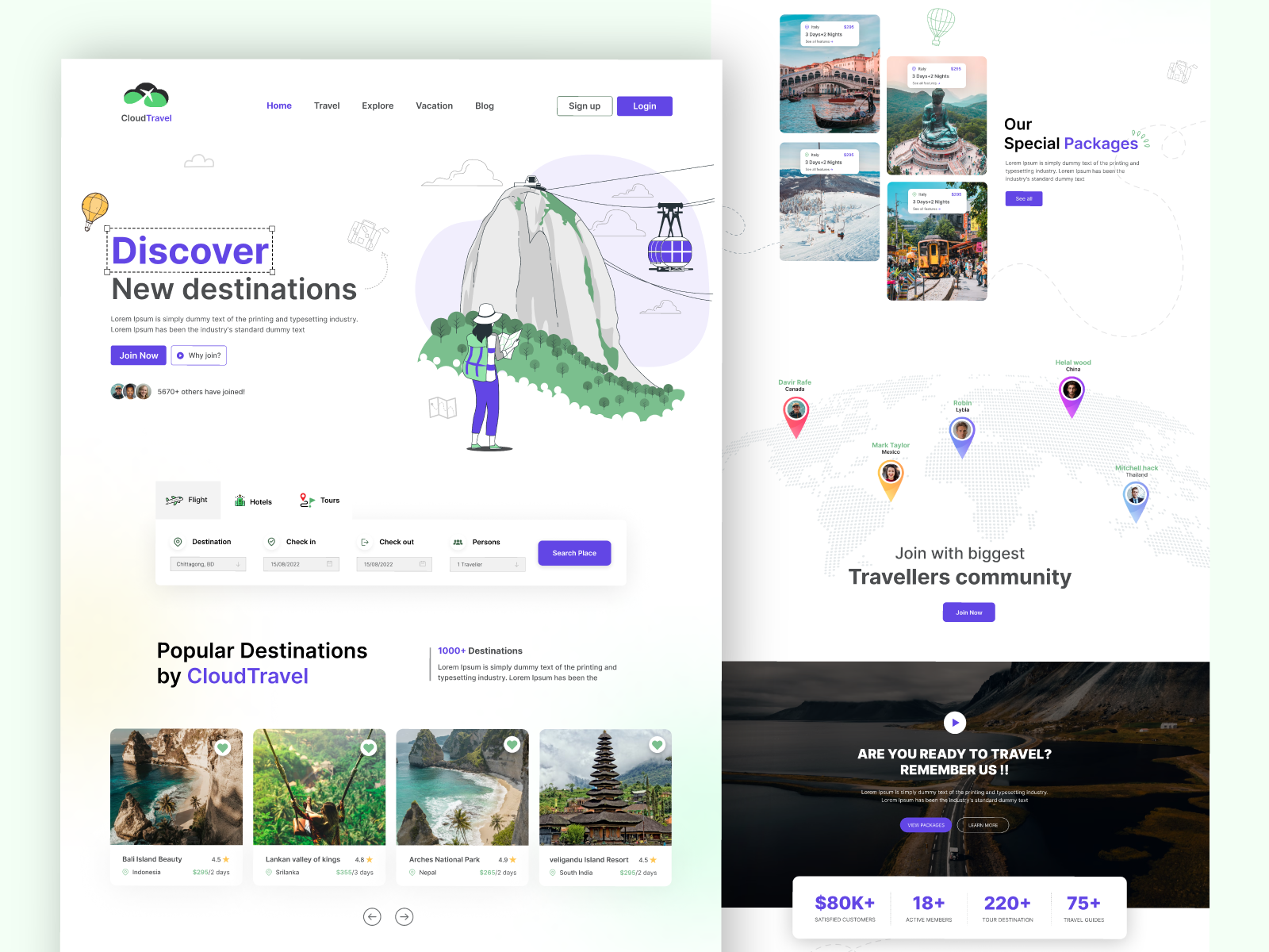 Tour-Travel Landing page UI design by Sabbir Hossien on Dribbble