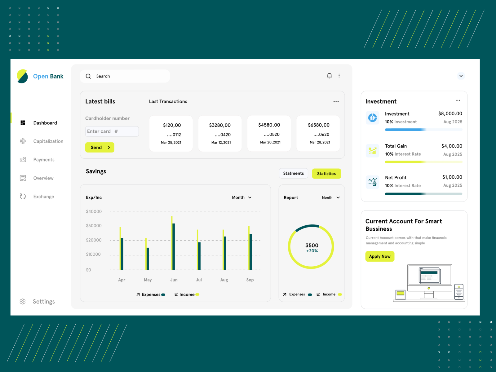 Open Bank - Banking Dashboard by Caliber design on Dribbble
