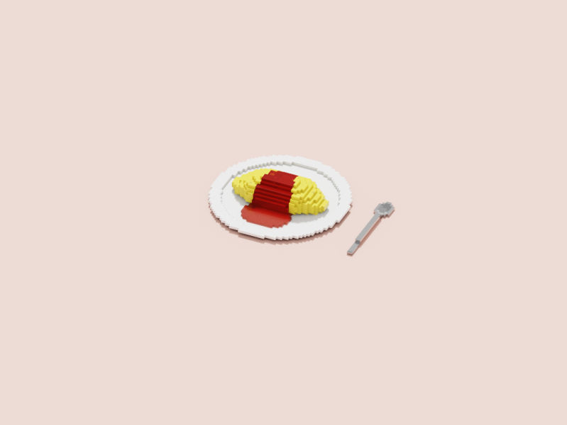 Omelette rice by voxel penguin on Dribbble