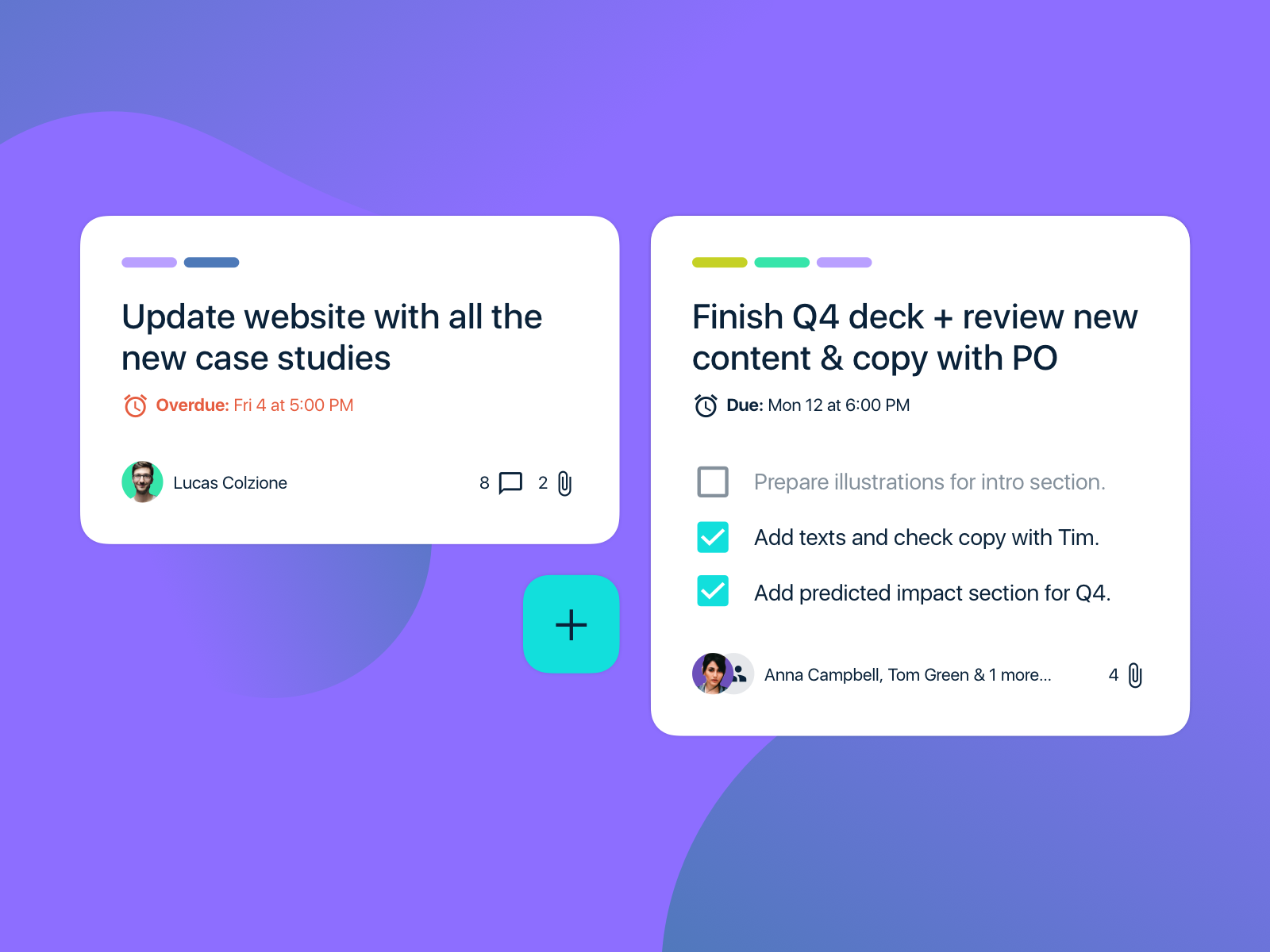 Time & Tasks Management App - Cards by Lydia Selim on Dribbble