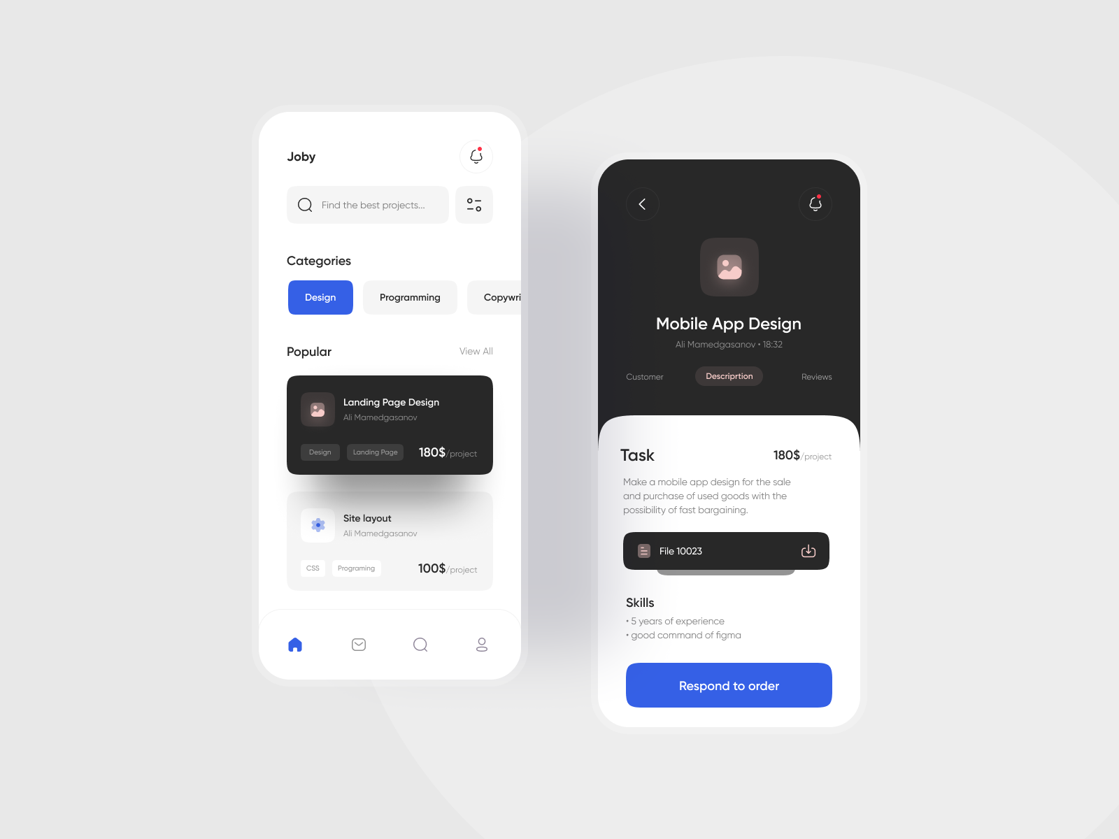 Joby App UI by Ali on Dribbble