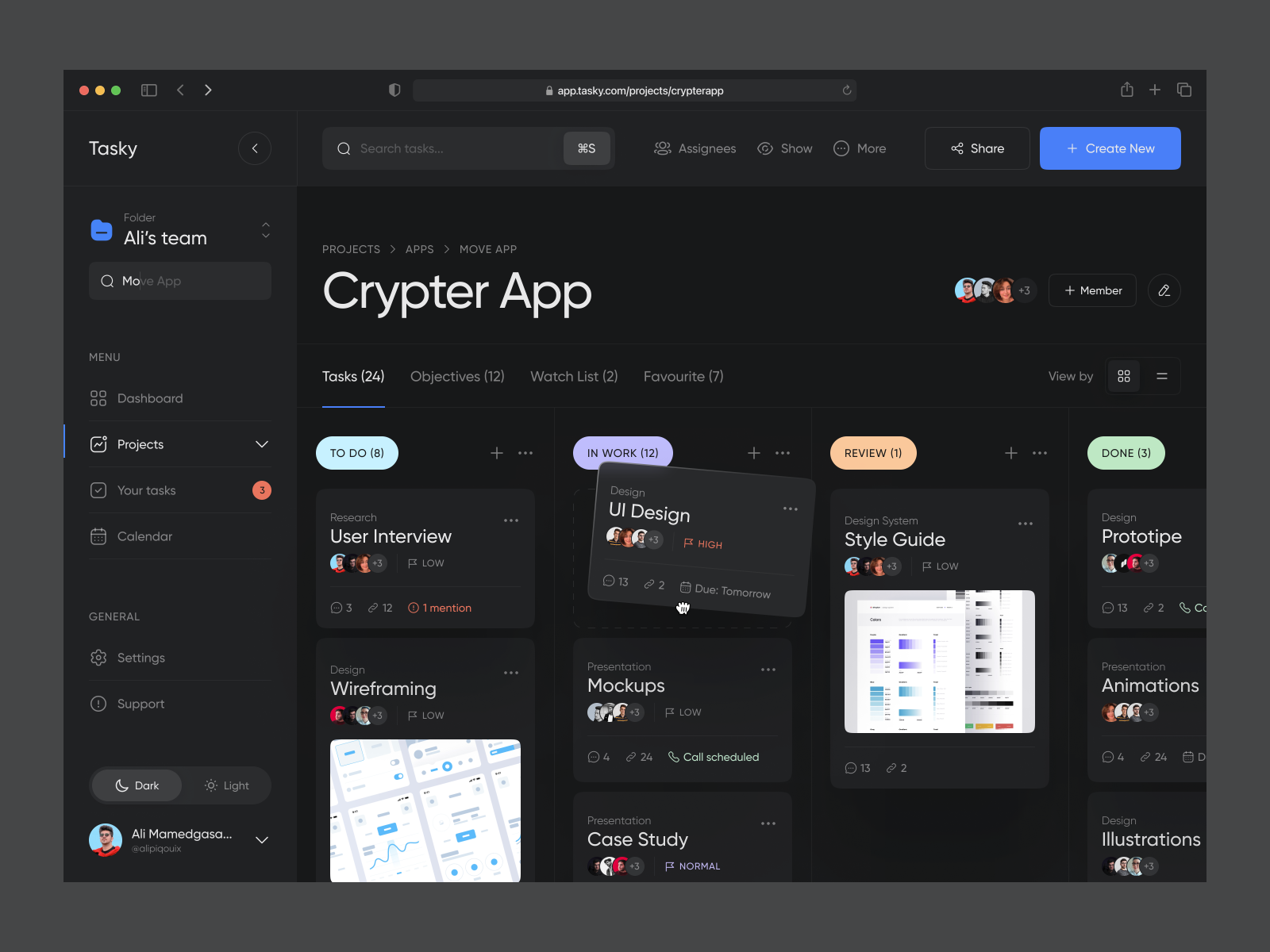 Tasky | Project Management Dashboard by Ali for Piqo Studio on Dribbble Tasky | Project Management Dashboard by Ali for Piqo Studio on Dribbble