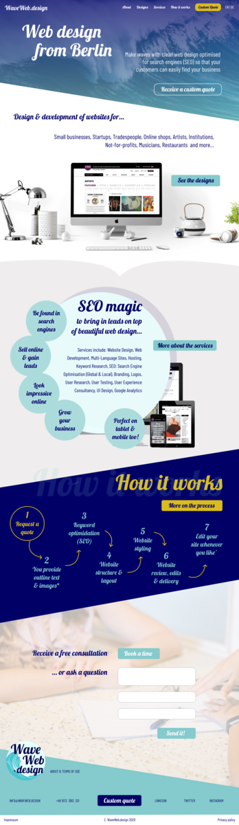 Wave Web Design homepage by Rachael Page on Dribbble