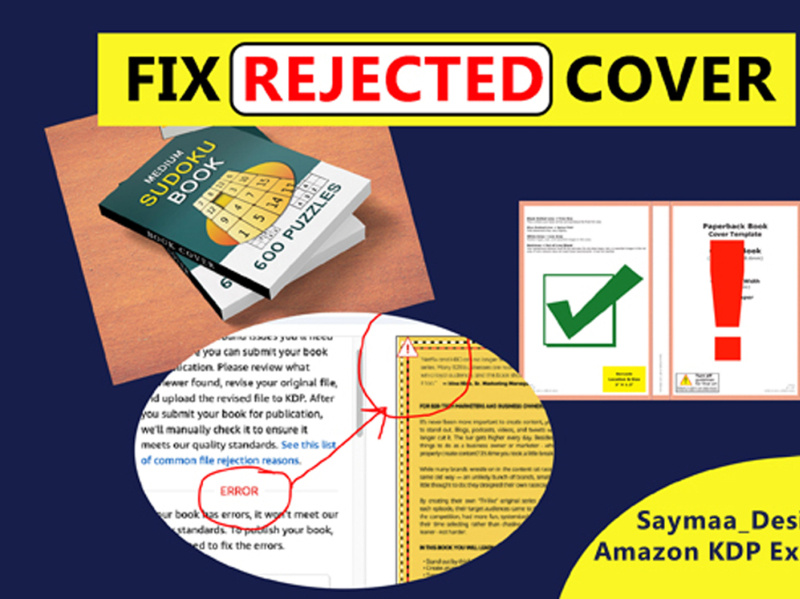 I will Fix any error Rejected book Cover or manuscript by Saymaa ...