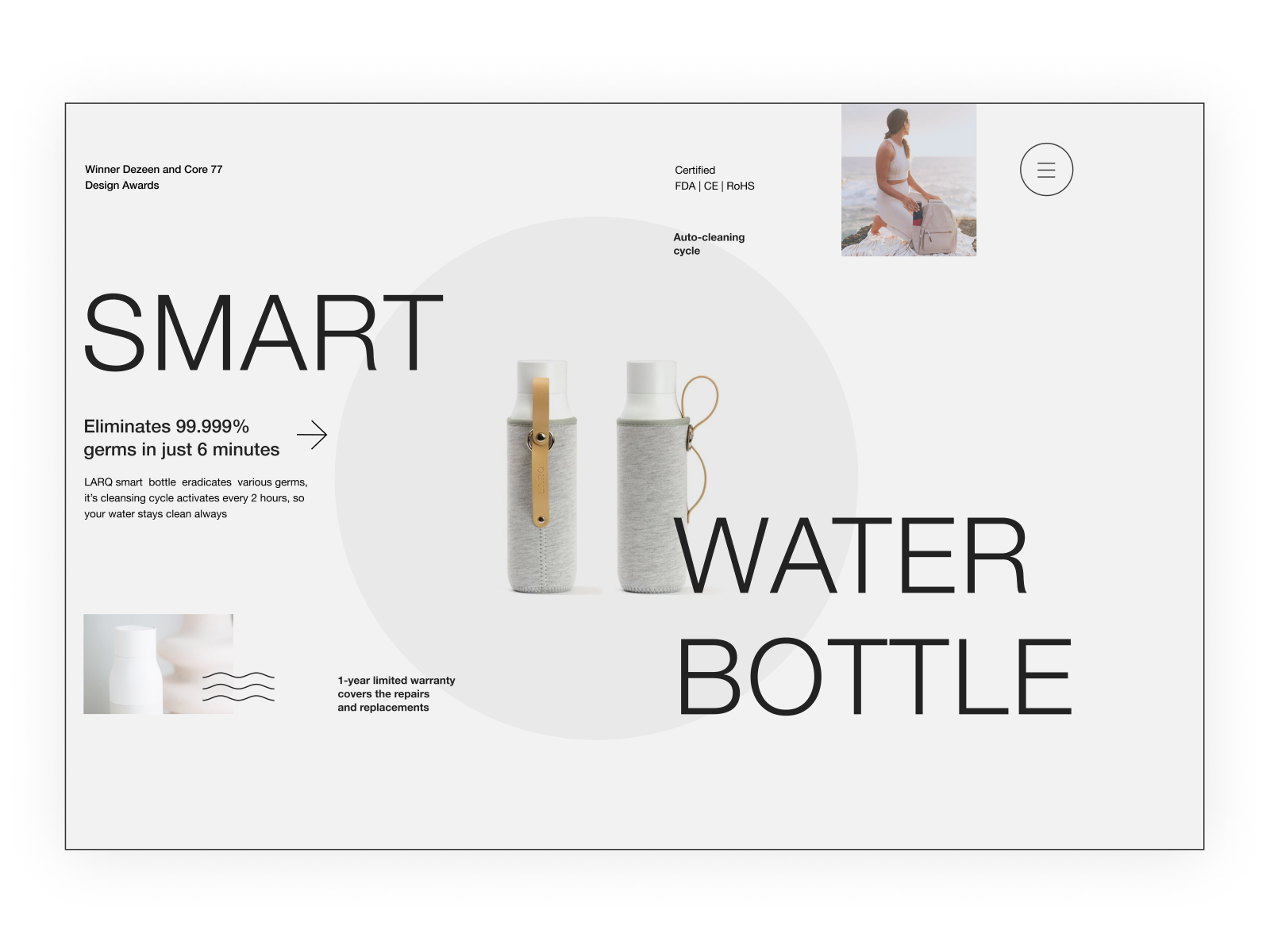 LARQ - smart water bottle promo page by Oksana Danylchenko on Dribbble