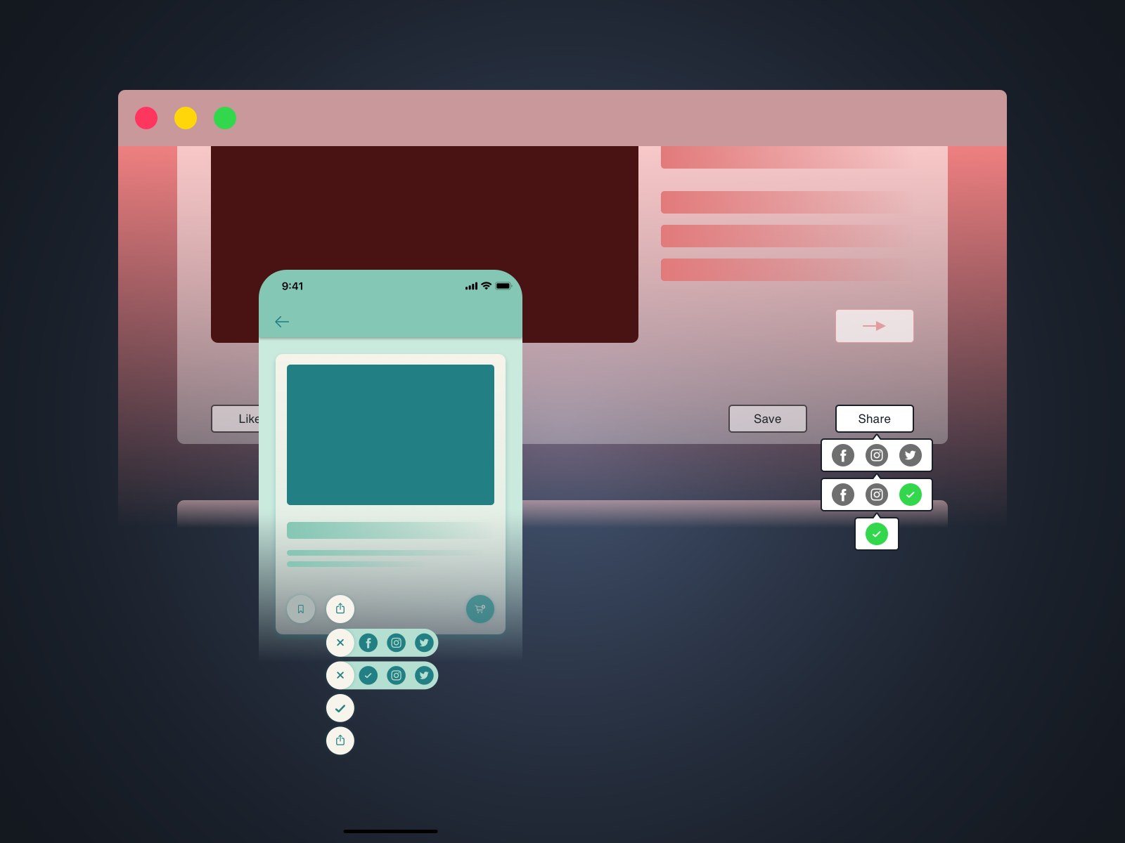 Social Share Button by mike double on Dribbble