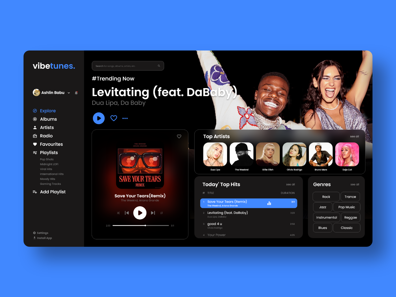 Music Player - Web App UI by Ashlin Babu on Dribbble