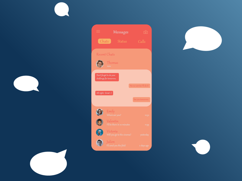 Chat messages screen by Chloé on Dribbble
