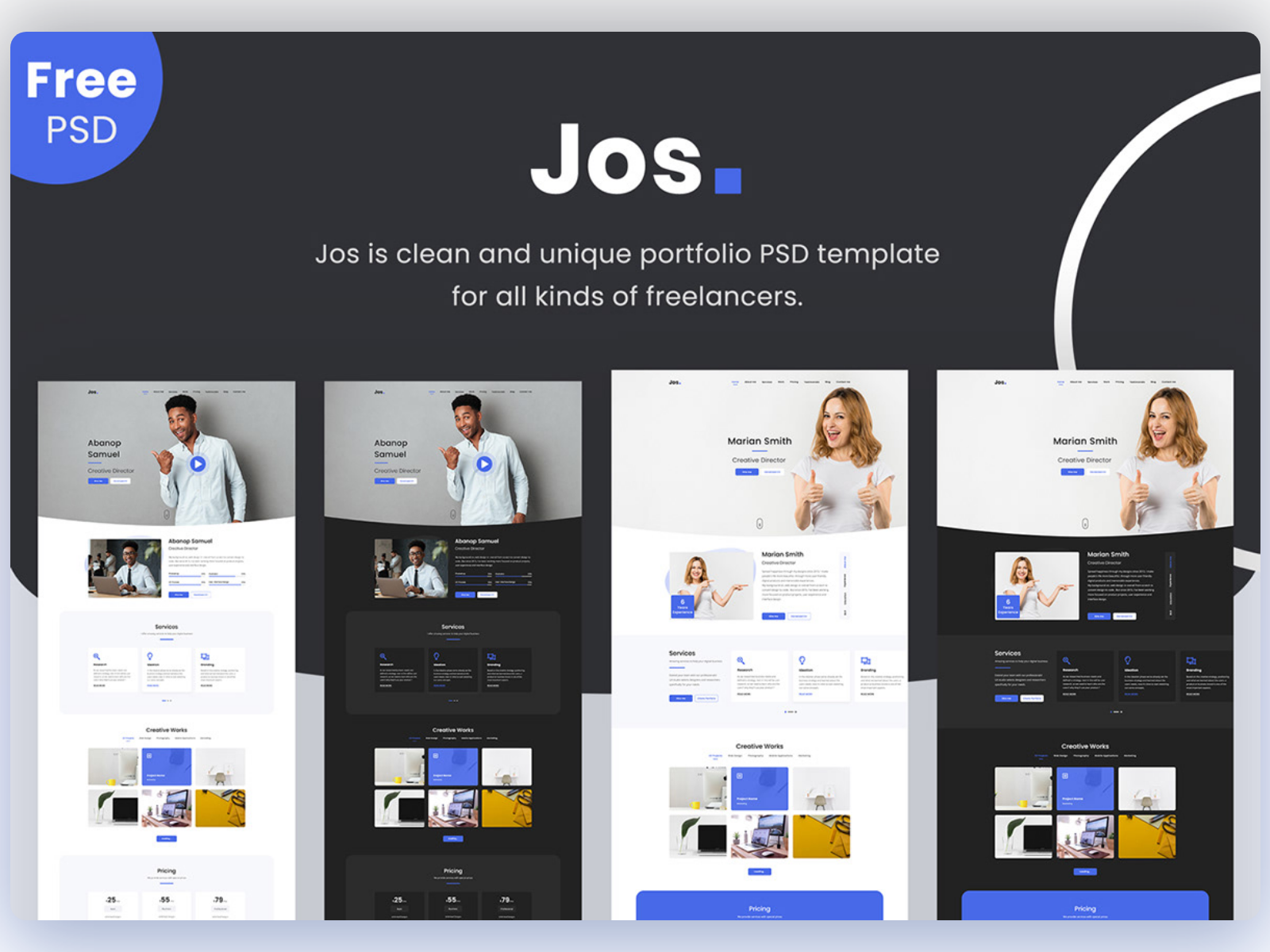 JOS Free PSD Template for all kinds of freelancers by Abanop Samuel on ...