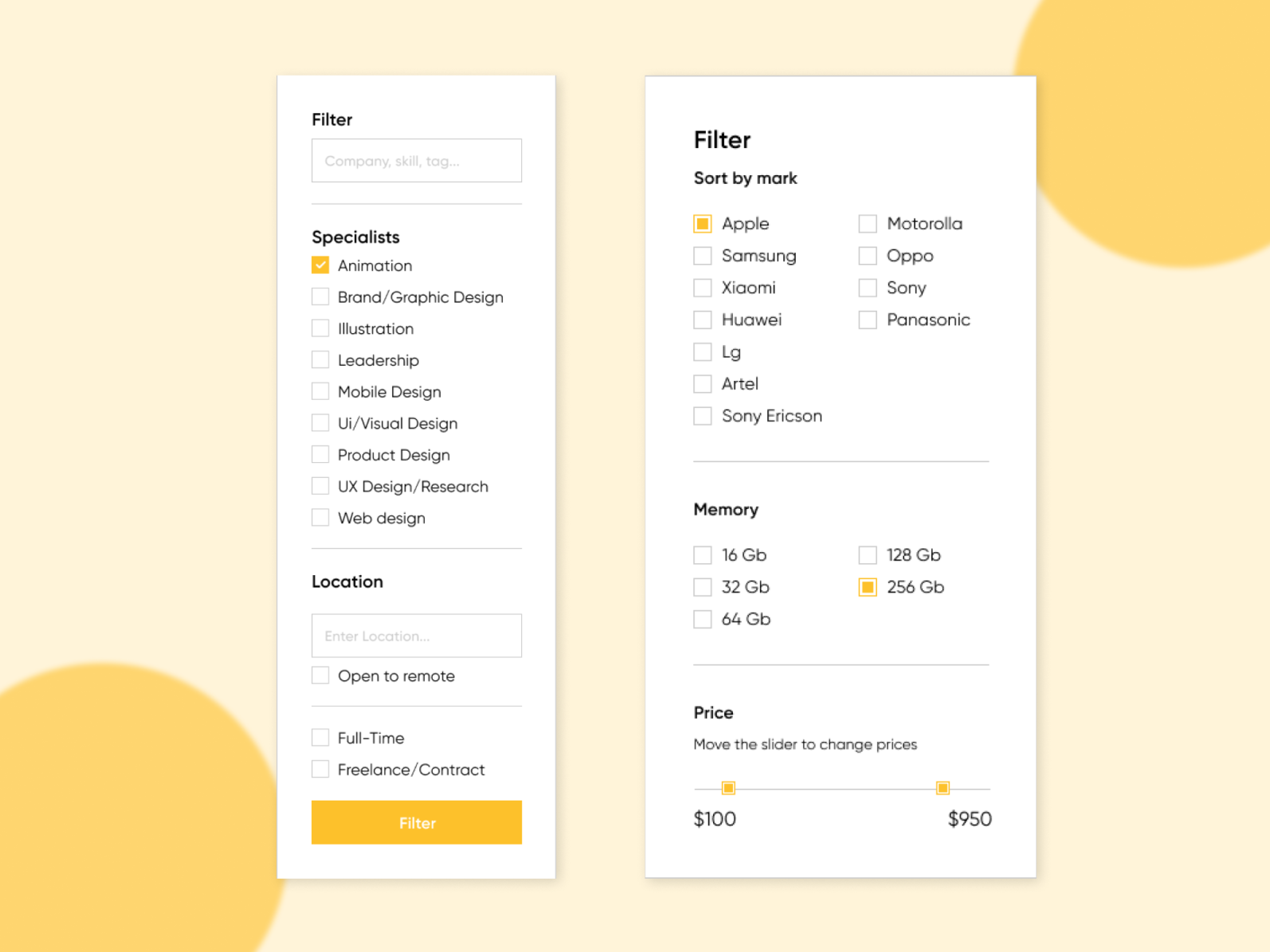 Filter Page by Shohruh Karimqulov on Dribbble