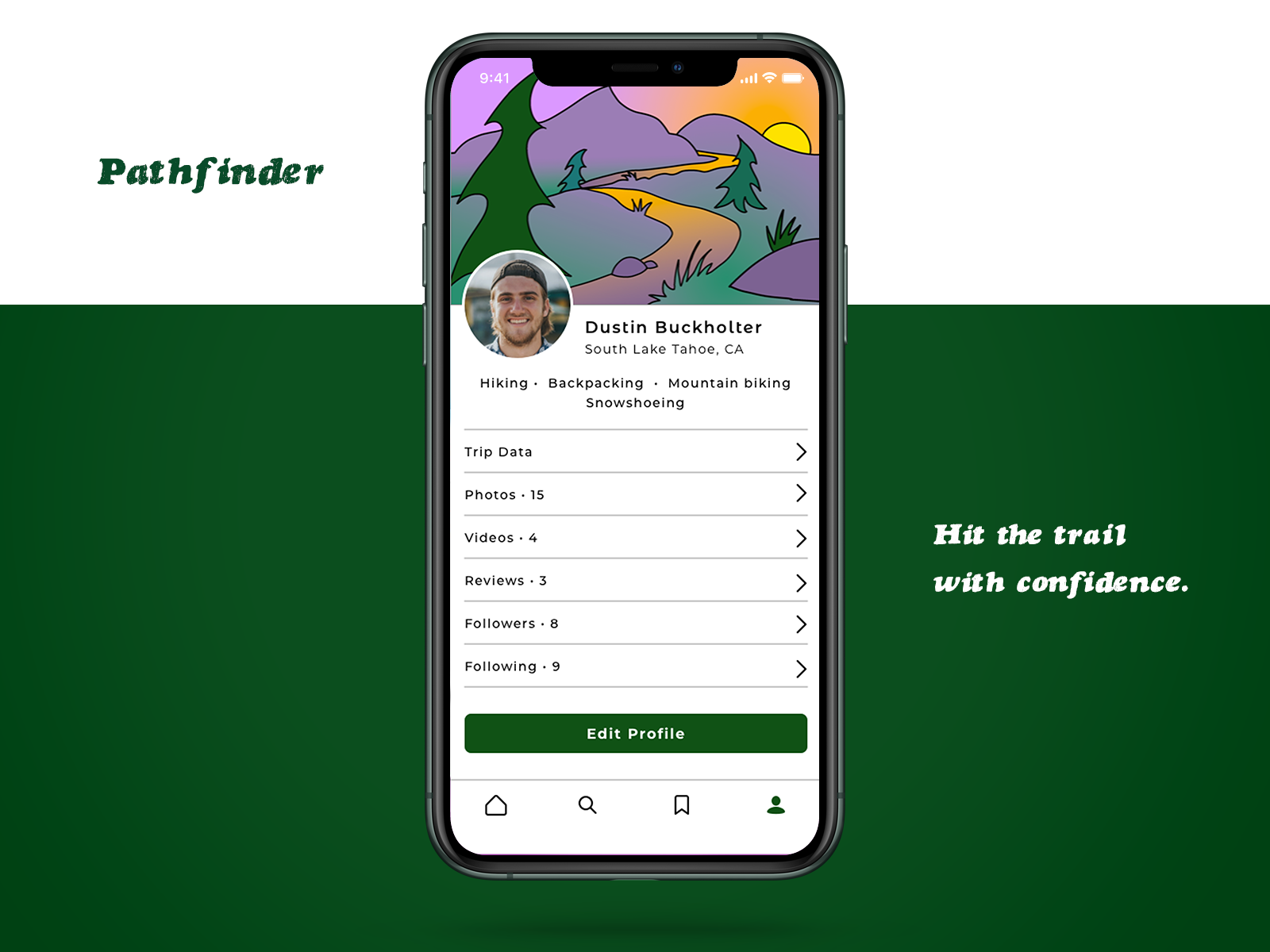 User Profile for a Trail App by Steve Simon on Dribbble