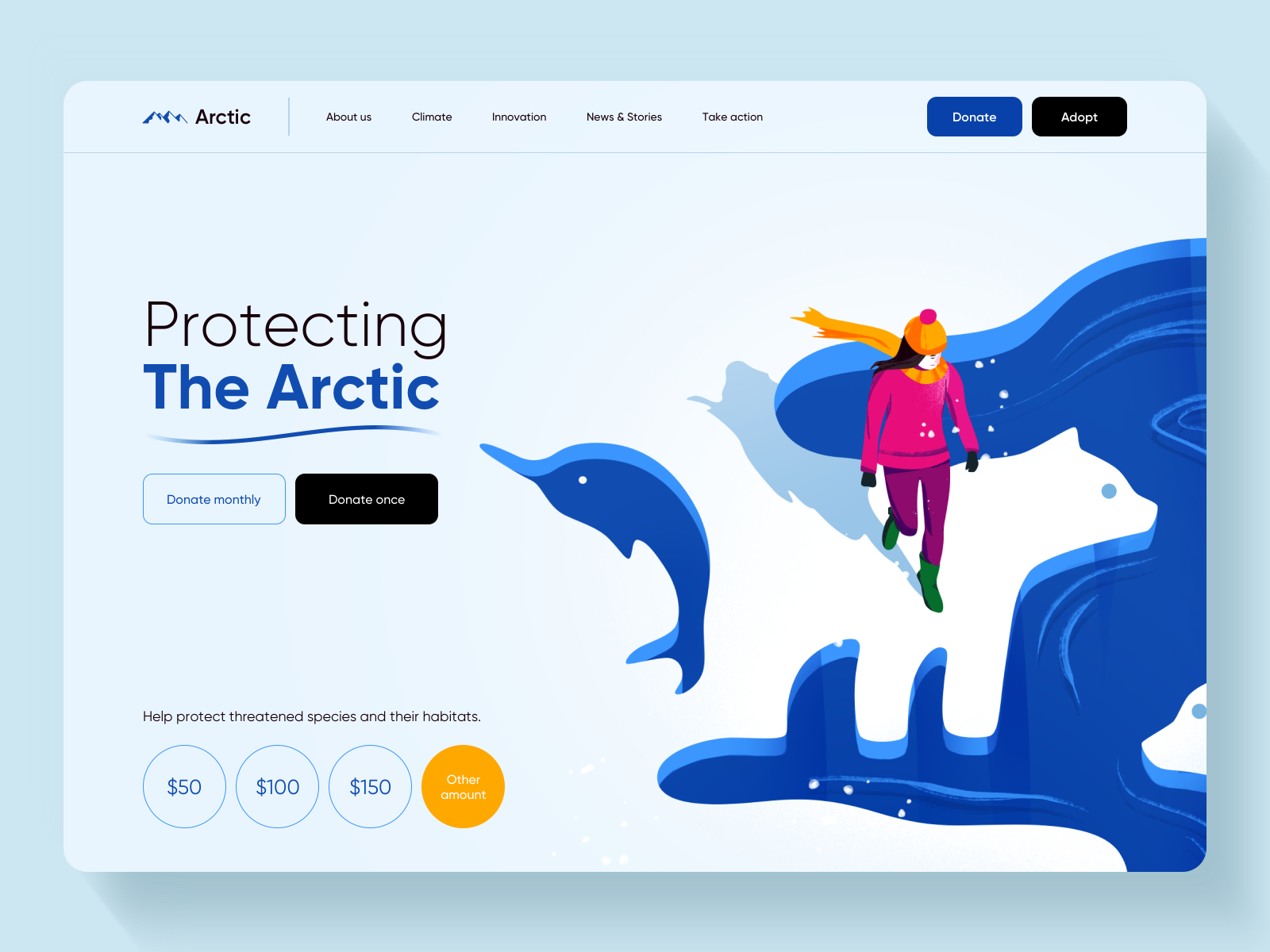 Arctic - Web Design with Illustration by Outcrowd on Dribbble