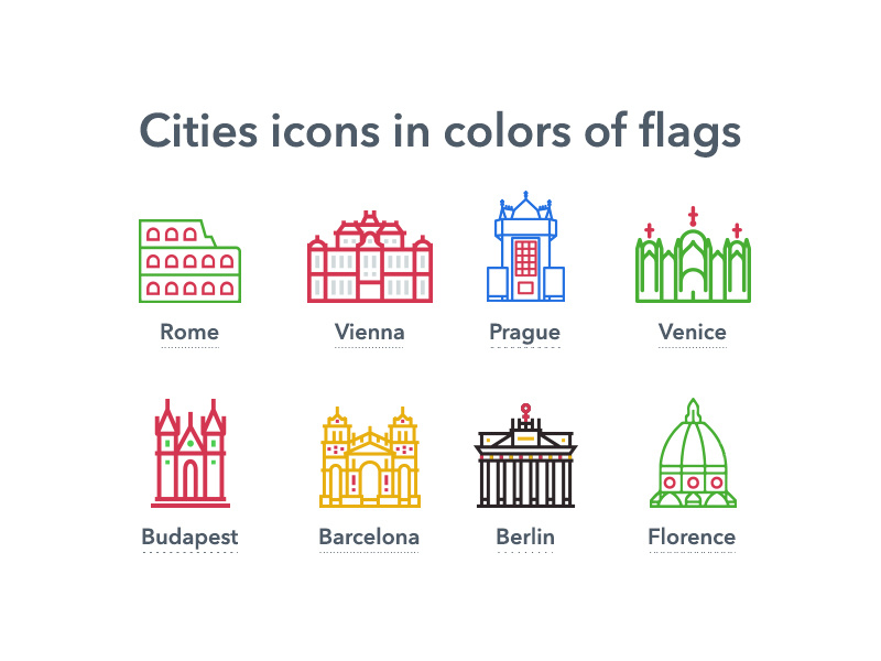 Cities icons by Designed on Dribbble