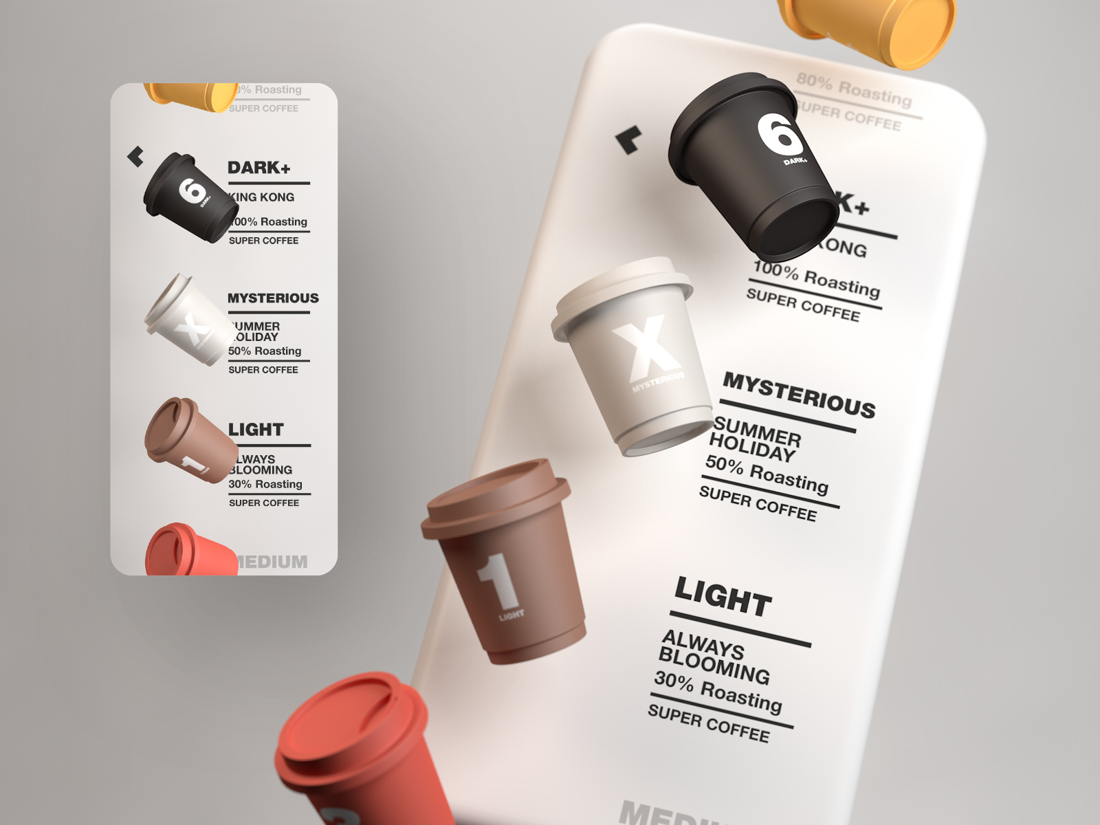 Conceptual mobile UI for coffee capsule store by Steve Shi on Dribbble