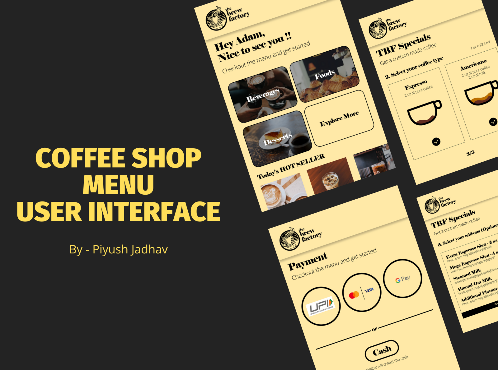 Coffee Shop Menu User Interface - Figma by Piyush Jadhav on Dribbble