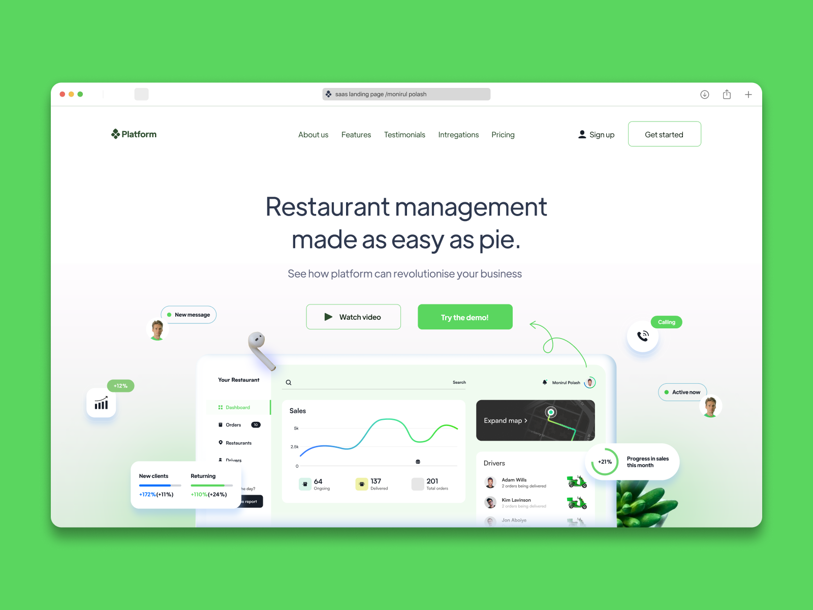 Saas Landing Page Header by Monirul Polash on Dribbble