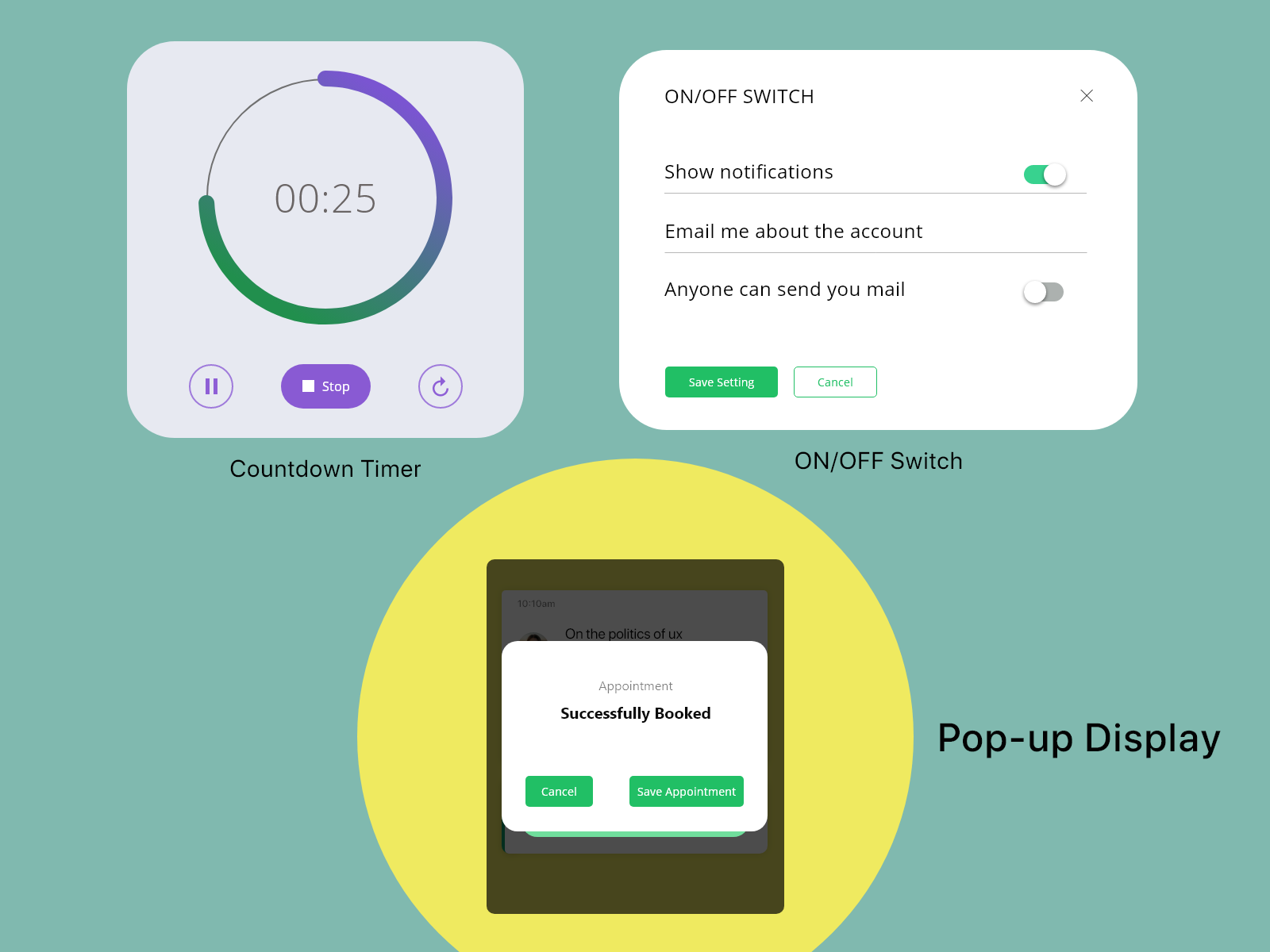 pop-up/on-off/timer display by sprint_uiux on Dribbble