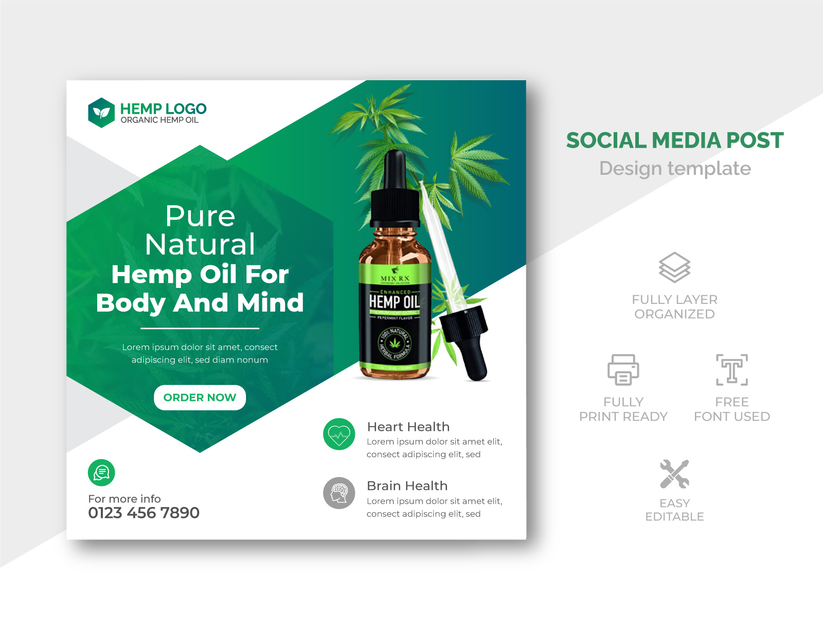 Hemp product social media post template by Graphicx Star on Dribbble