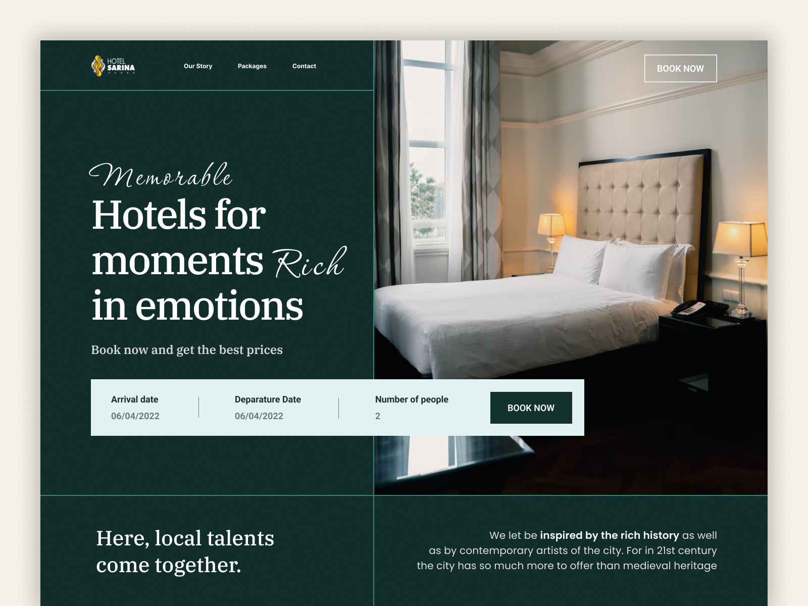 Hotel Sarina Booking Landing Page by Rakib Ullah🥇 on Dribbble