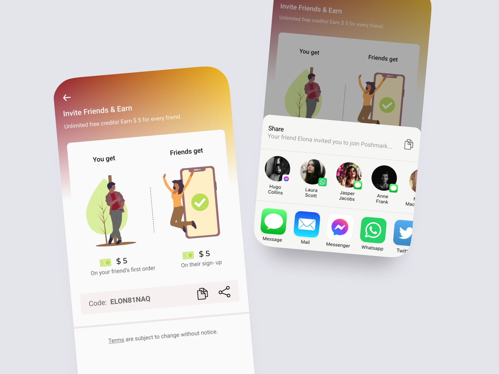 Poshmark invite screen UI by Sruthy Padannappurath on Dribbble