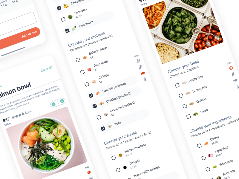 Food delivery app Dish Cards by Daria Midzianovska on Dribbble