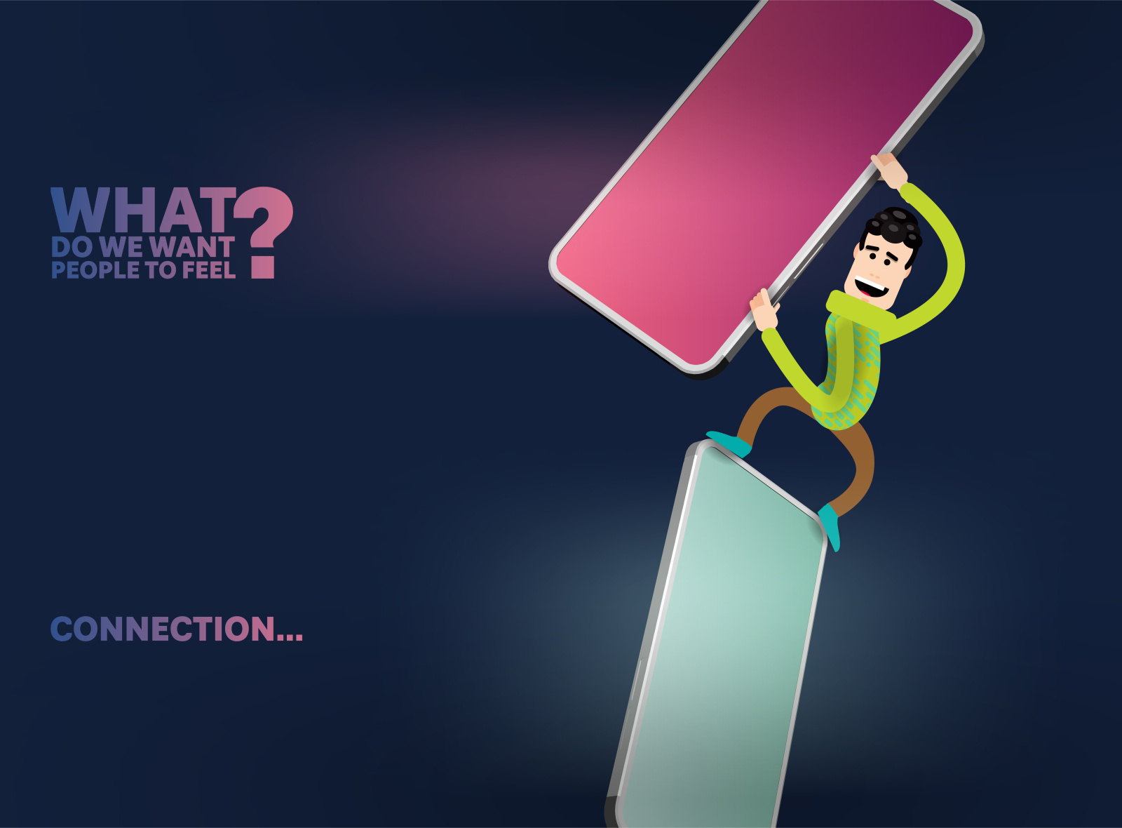 A little cartoon man is standing on a mobile phone by Palladadesign on ...