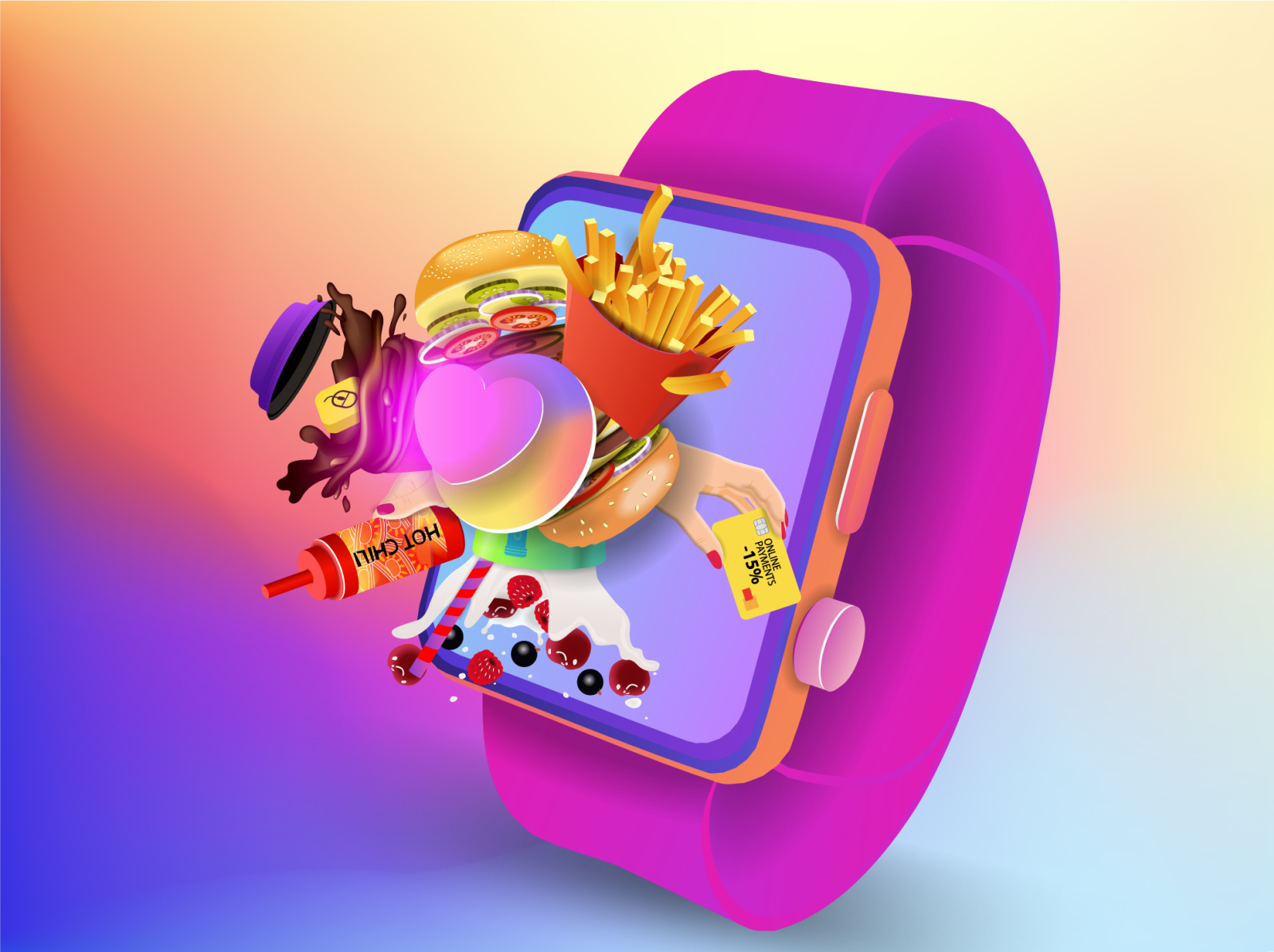 Volumetric fast food interface on the smart watch screen by ...