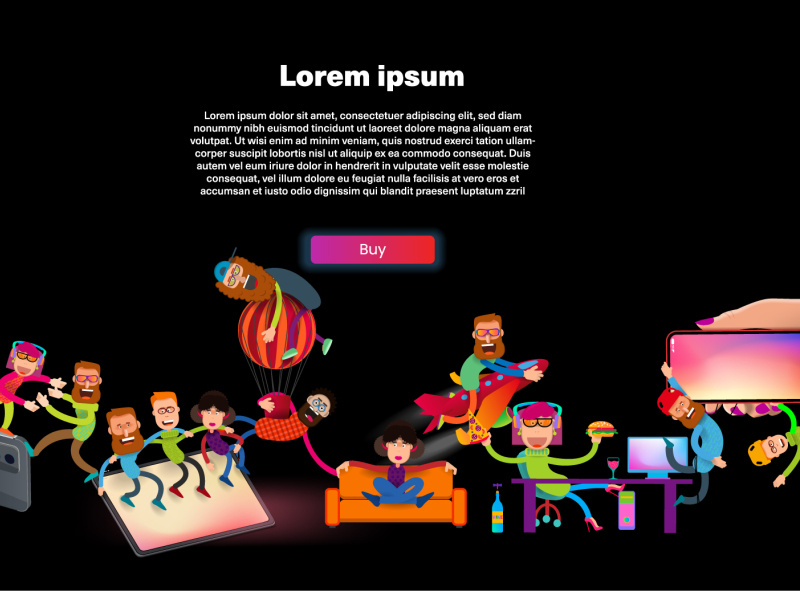 A collection of cartoon characters on a black background and a b by ...