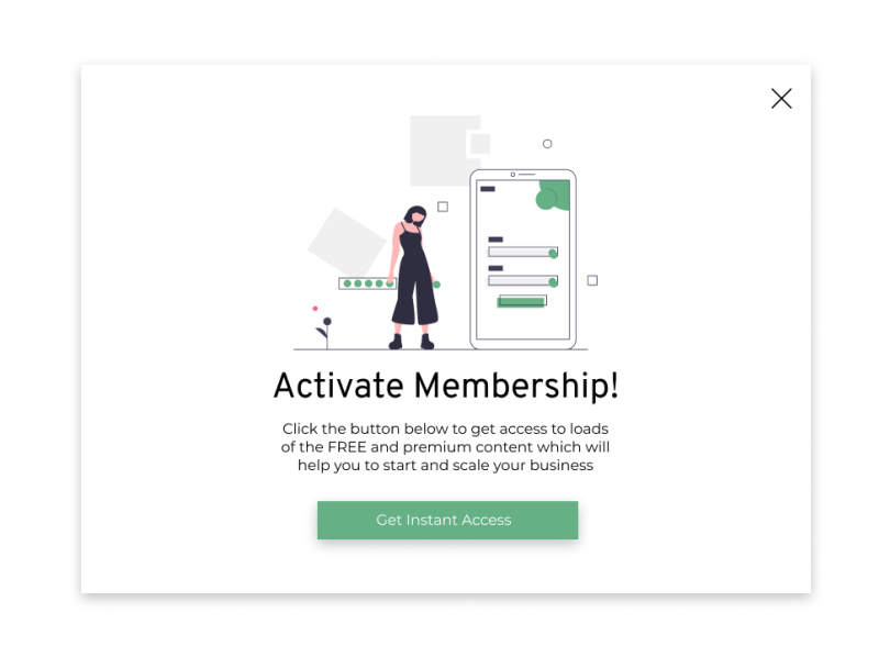 Membership Activation Modal by Derek Crosson on Dribbble