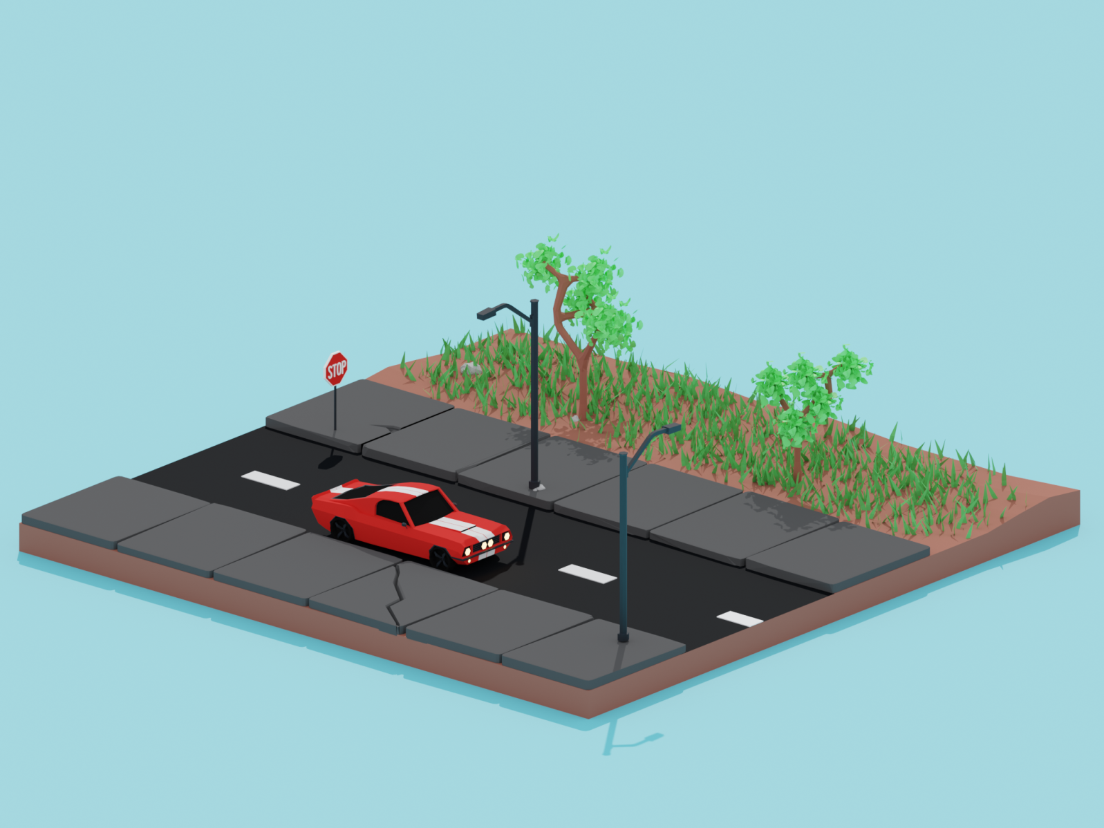 Low poly road by Wouter on Dribbble