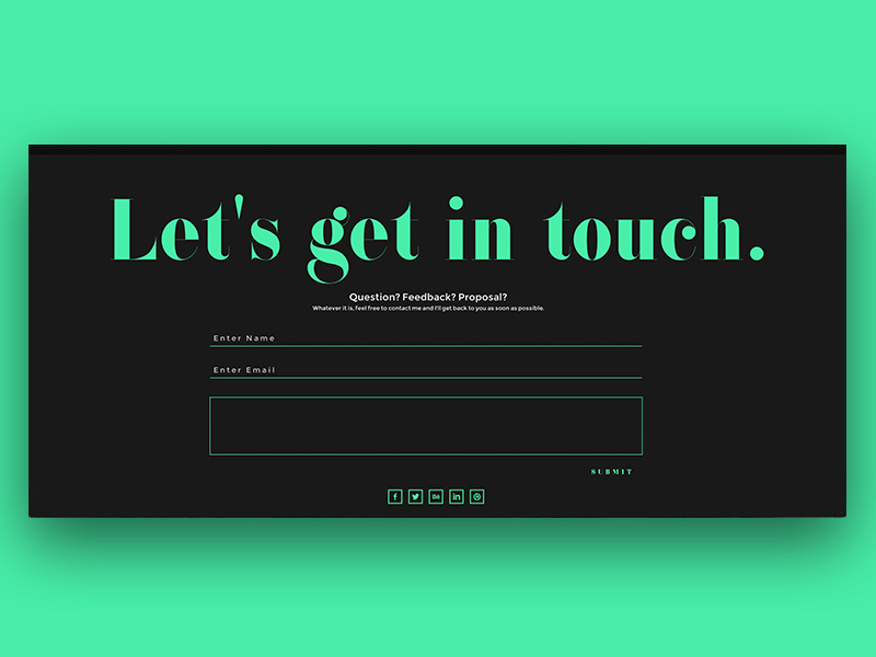 Contact Section - Personal Website by Brad Dawson on Dribbble
