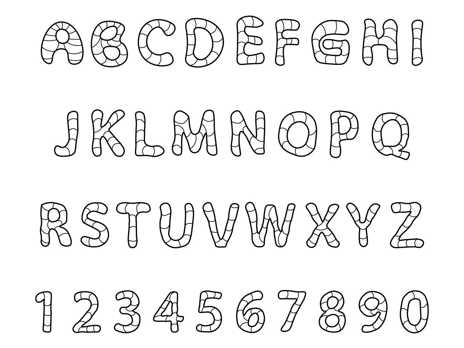 English alphabet, numbers. Black lines. Vector. by Elena on Dribbble