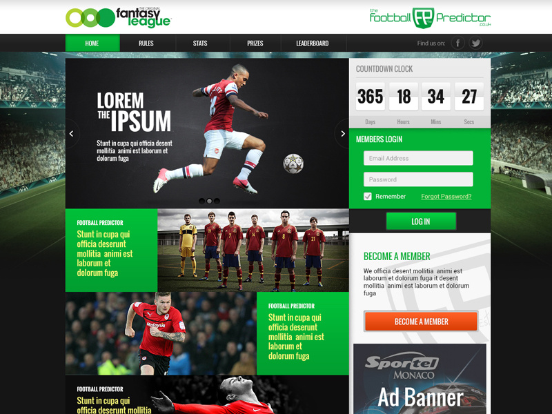 Football Predictor homepage by Filip Dumont on Dribbble