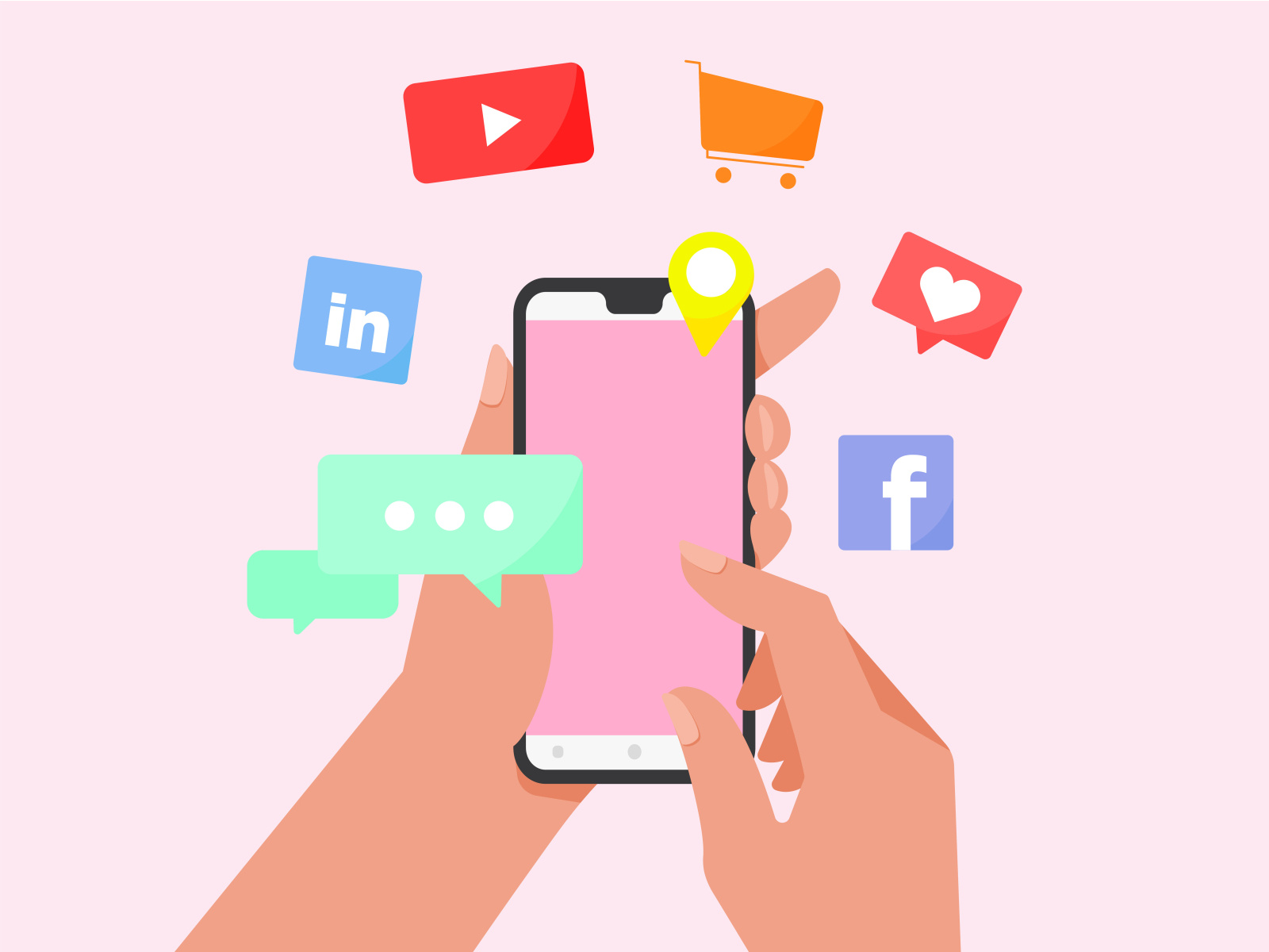 Hands with mobile phone flat illustration by Mark Francis Aquino on ...