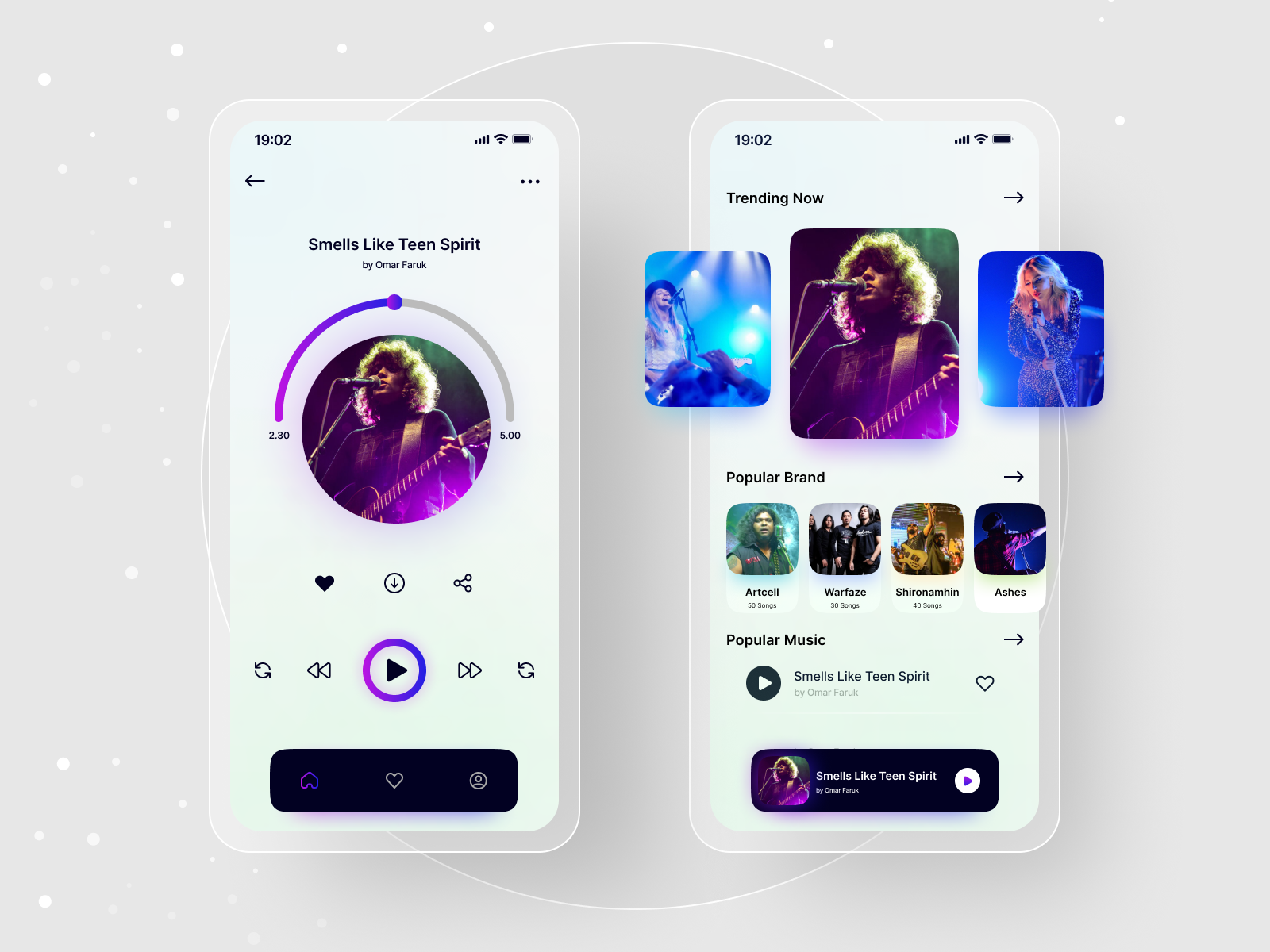 Music application design by Omar Faruk on Dribbble