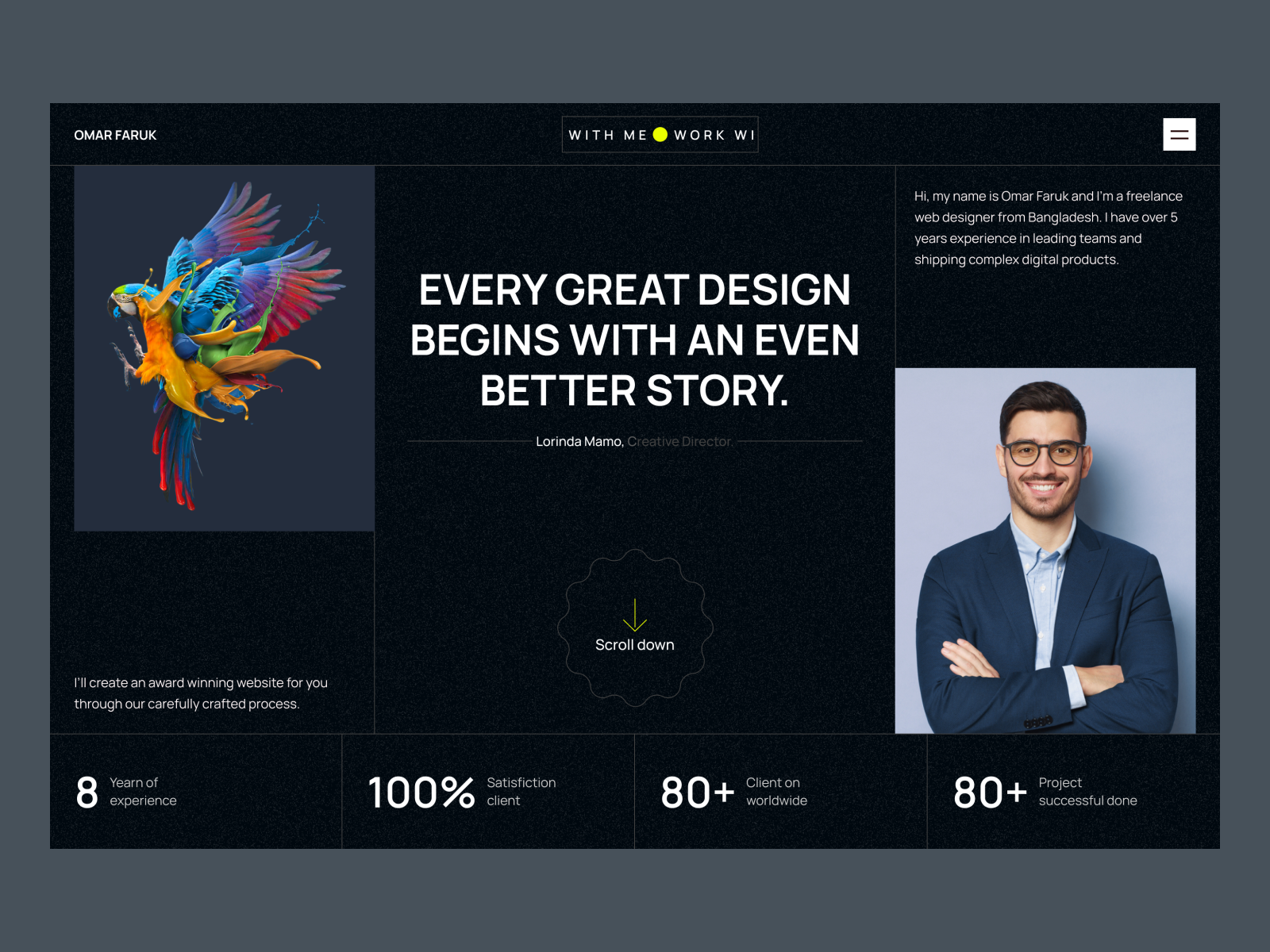 Personal website by Omar Faruk on Dribbble