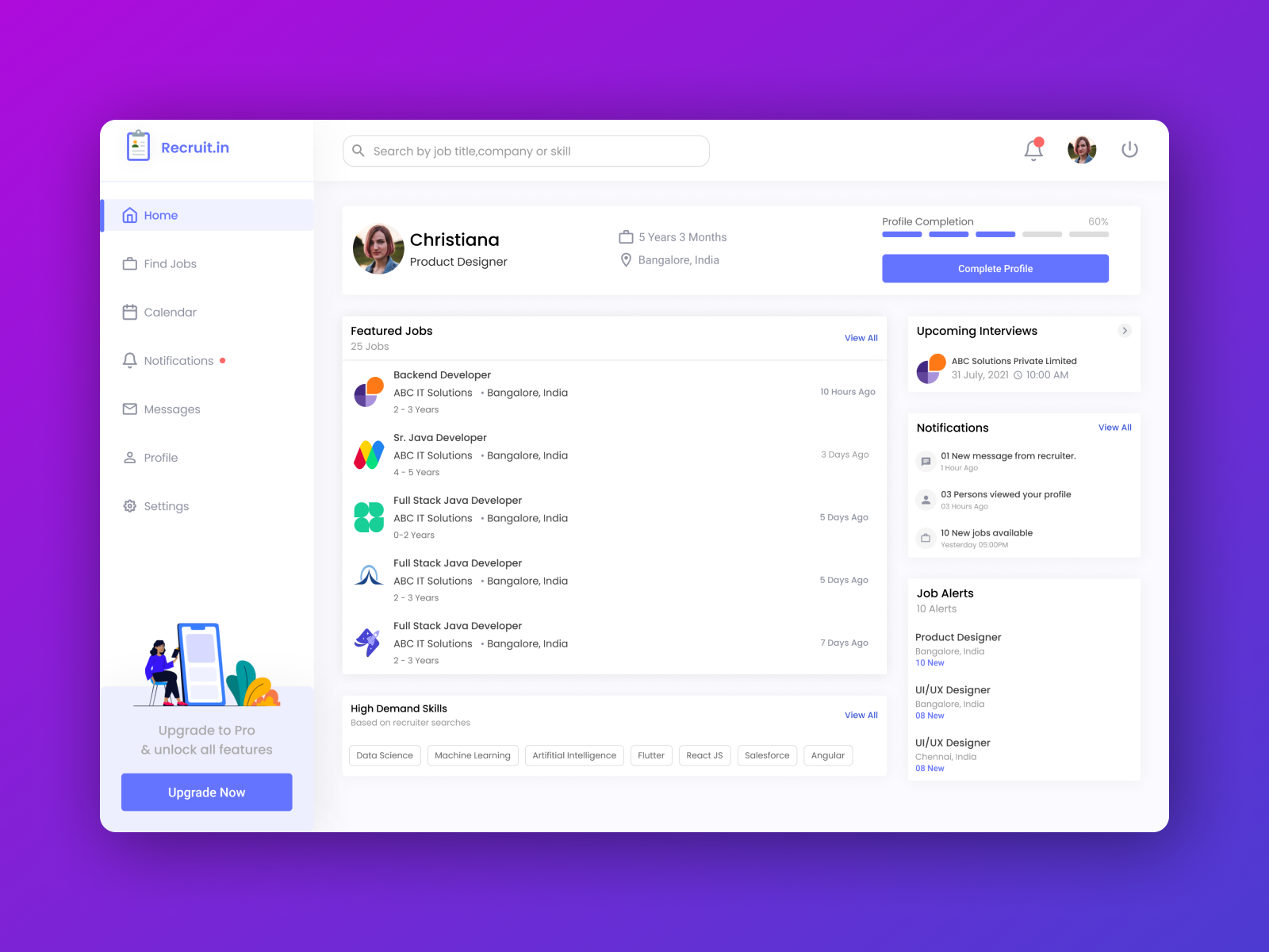 Online Job Portal Home Page by Satyanarayana Devulapalli on Dribbble