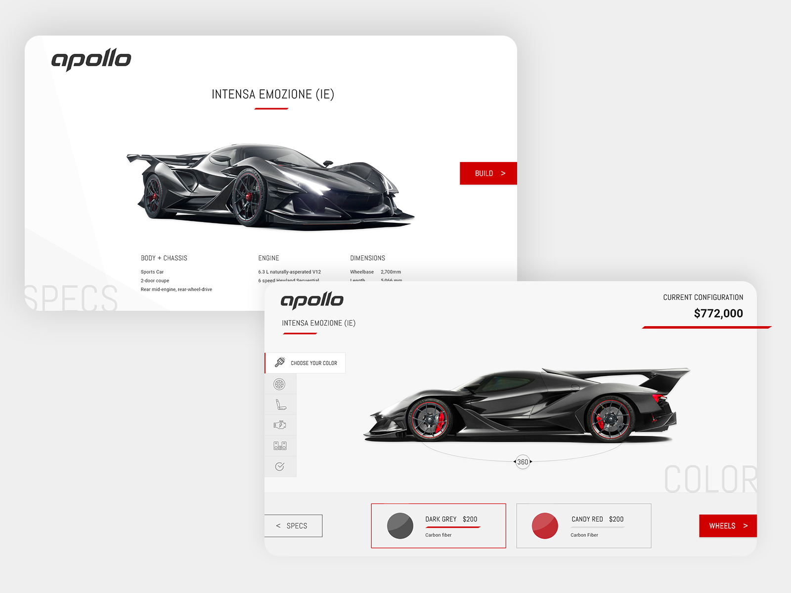 Apollo Automobil Car Configurator by Melanie on Dribbble