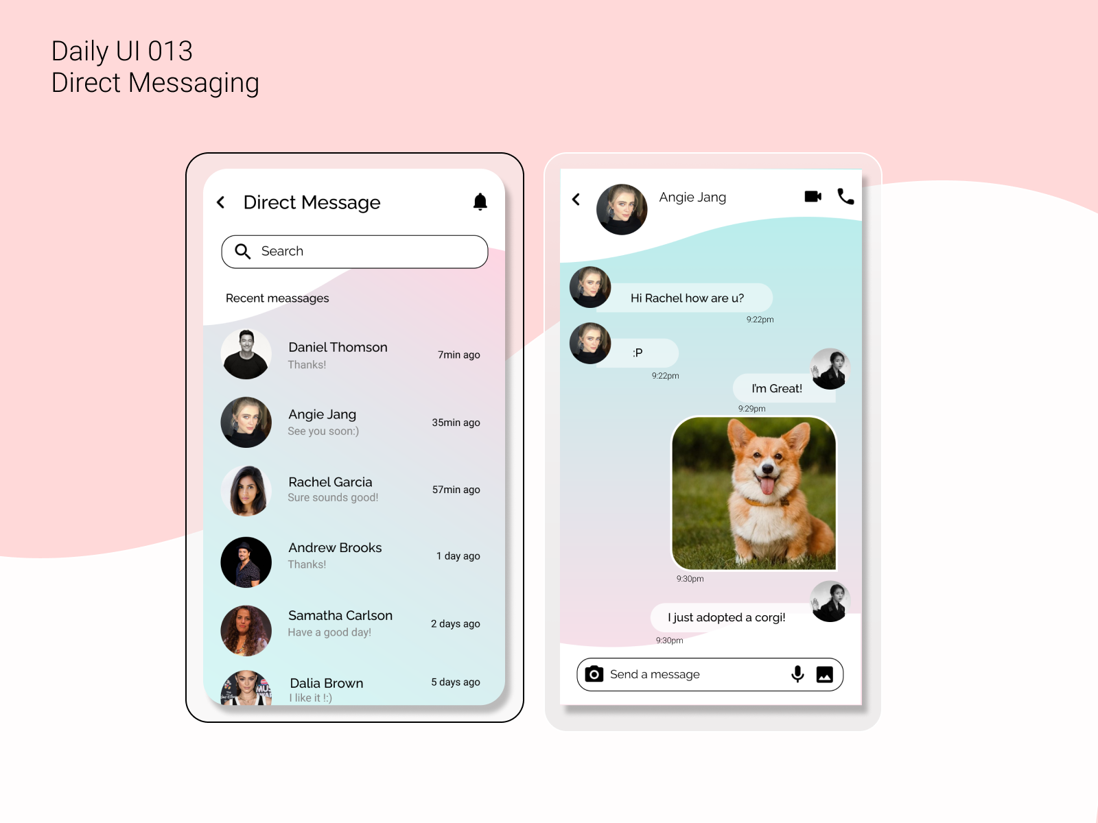 [Daily UI] 013. Direct Messaging by Sejeong Gwon on Dribbble