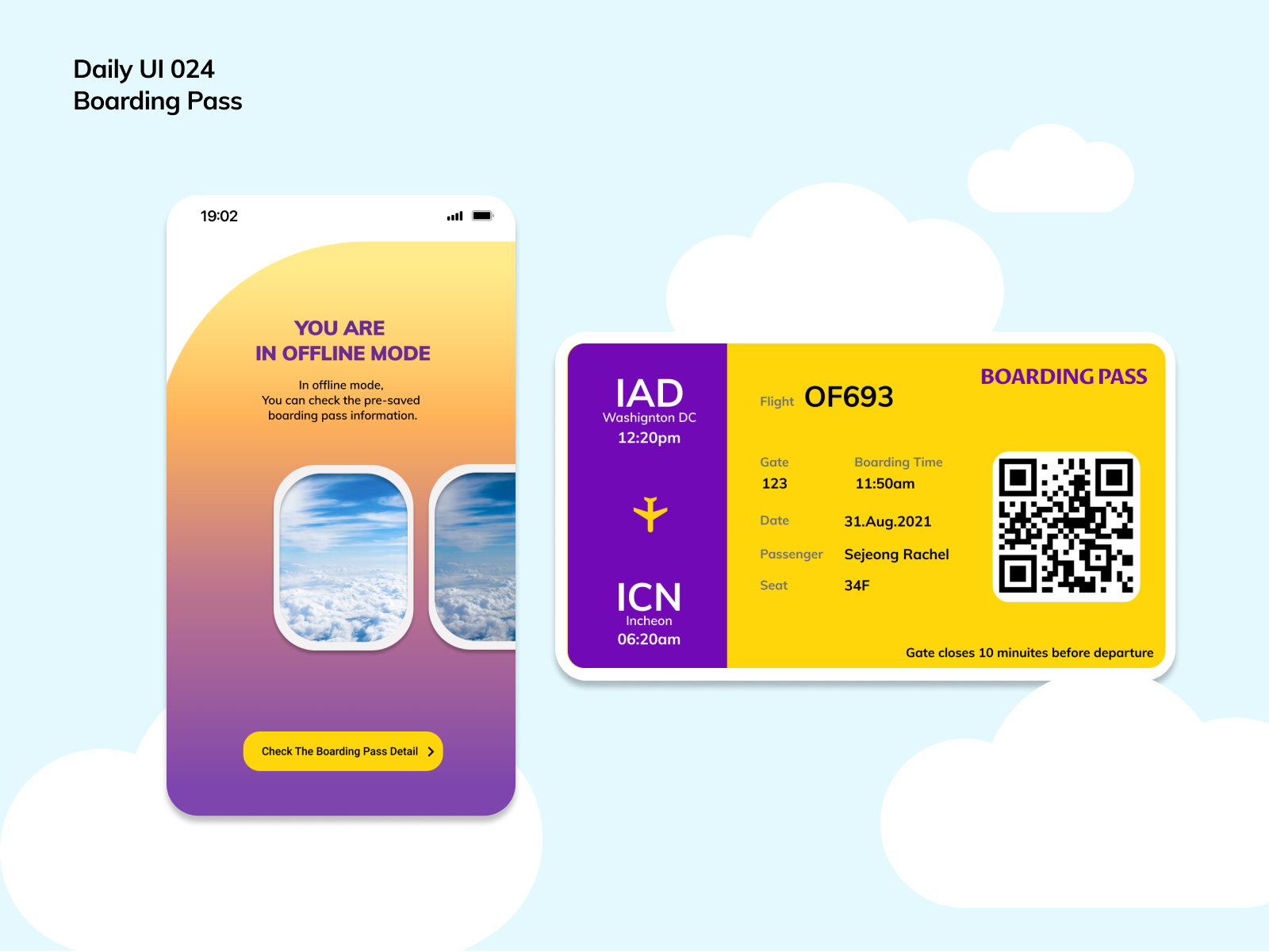 [daily Ui] 024 Boarding Pass By Sejeong Gwon On Dribbble