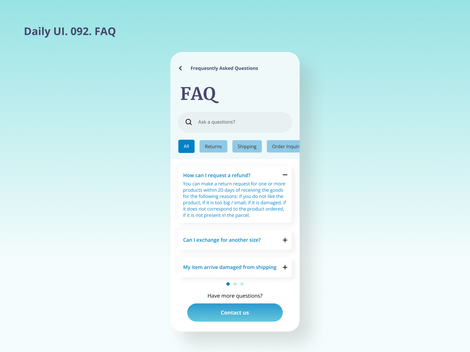 [Daily UI] 092. FAQ by Sejeong Gwon on Dribbble
