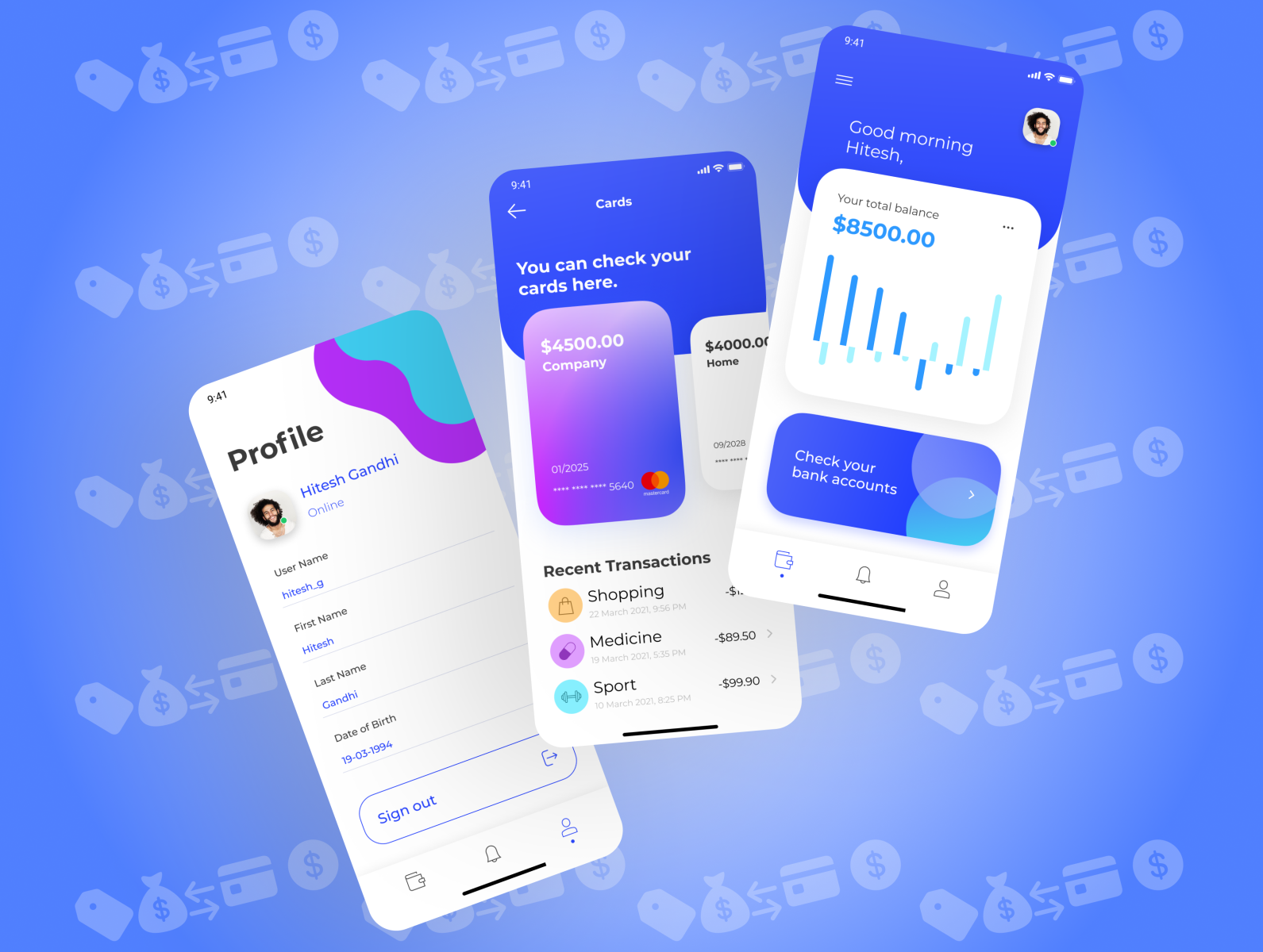 Money App by Hitesh Gandhi on Dribbble