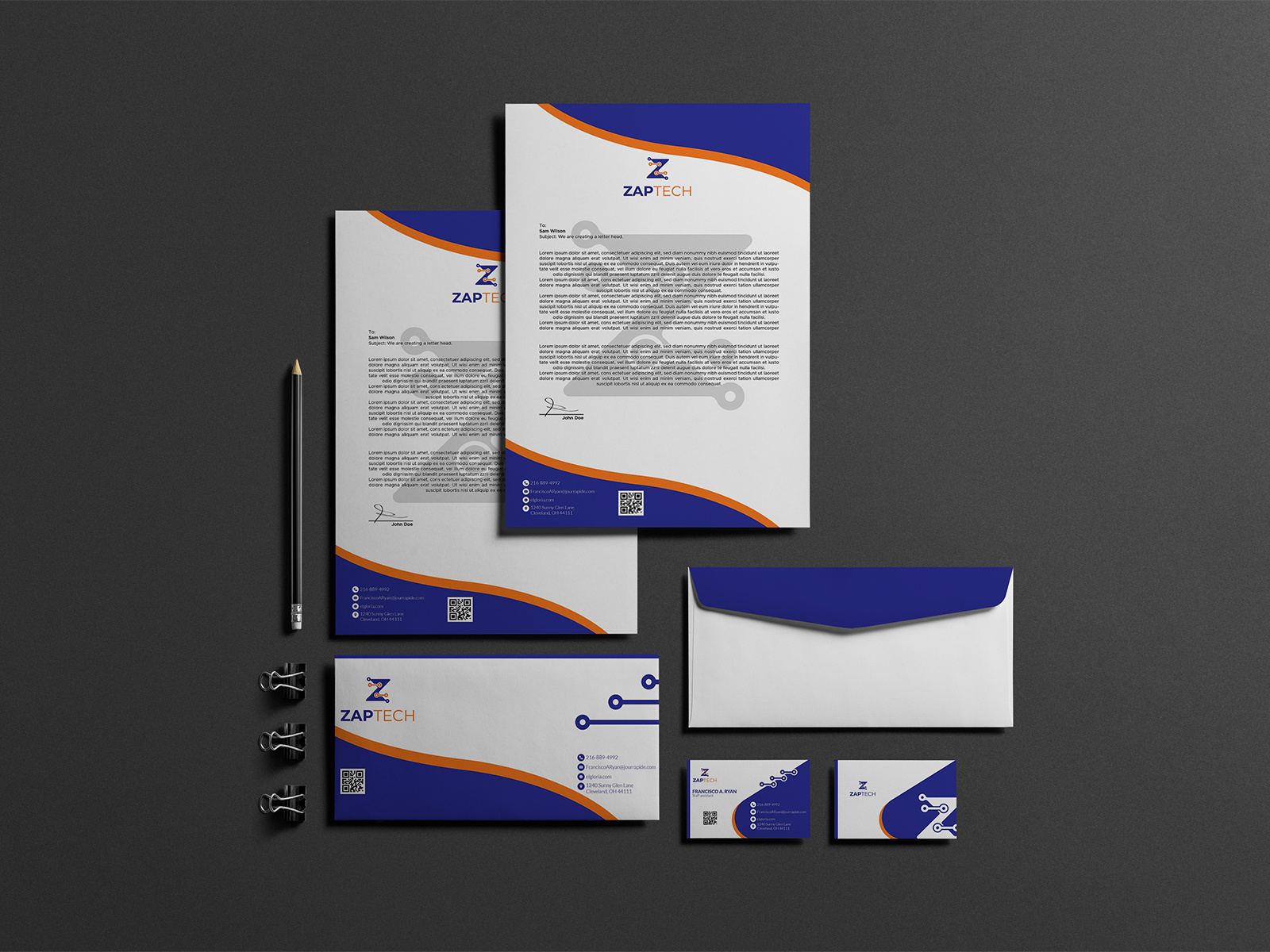 Zap Tech Stationary by Mohsin Shahzad on Dribbble