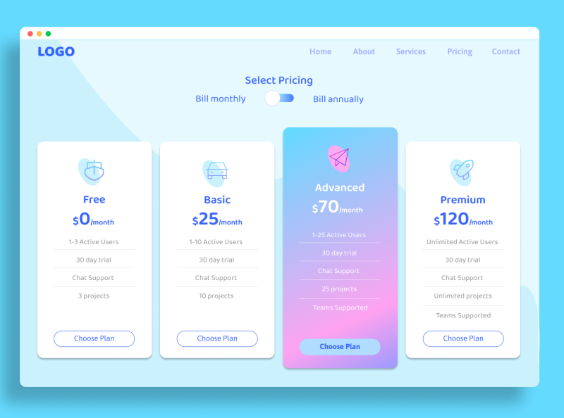 Daily UI Challenge - Pricing by Sindhuri on Dribbble